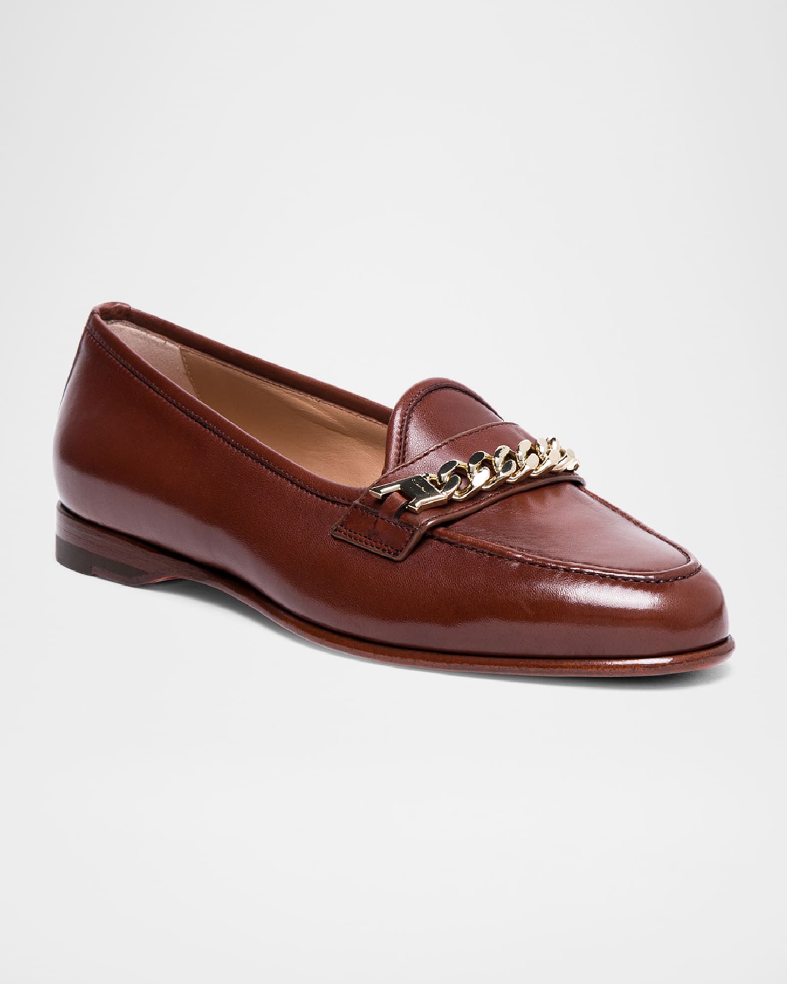 Santoni Andrea Leather Chain Loafers | Neiman Marcus