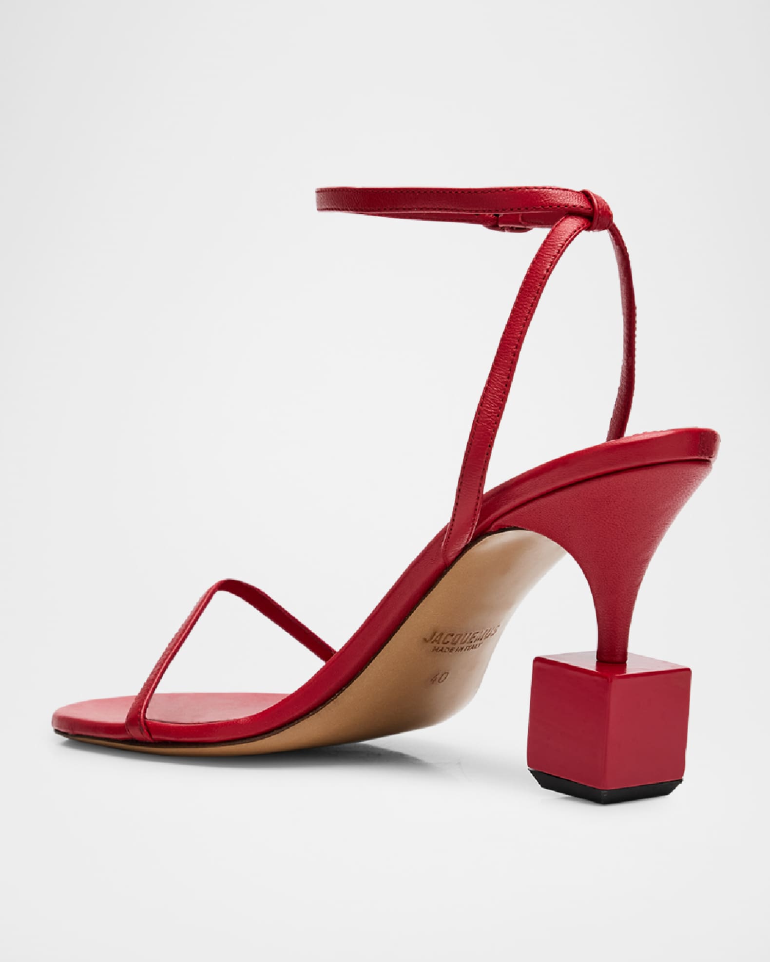 Jacquemus Les Sandales Cube-Heel Leather Sandals | Neiman Marcus