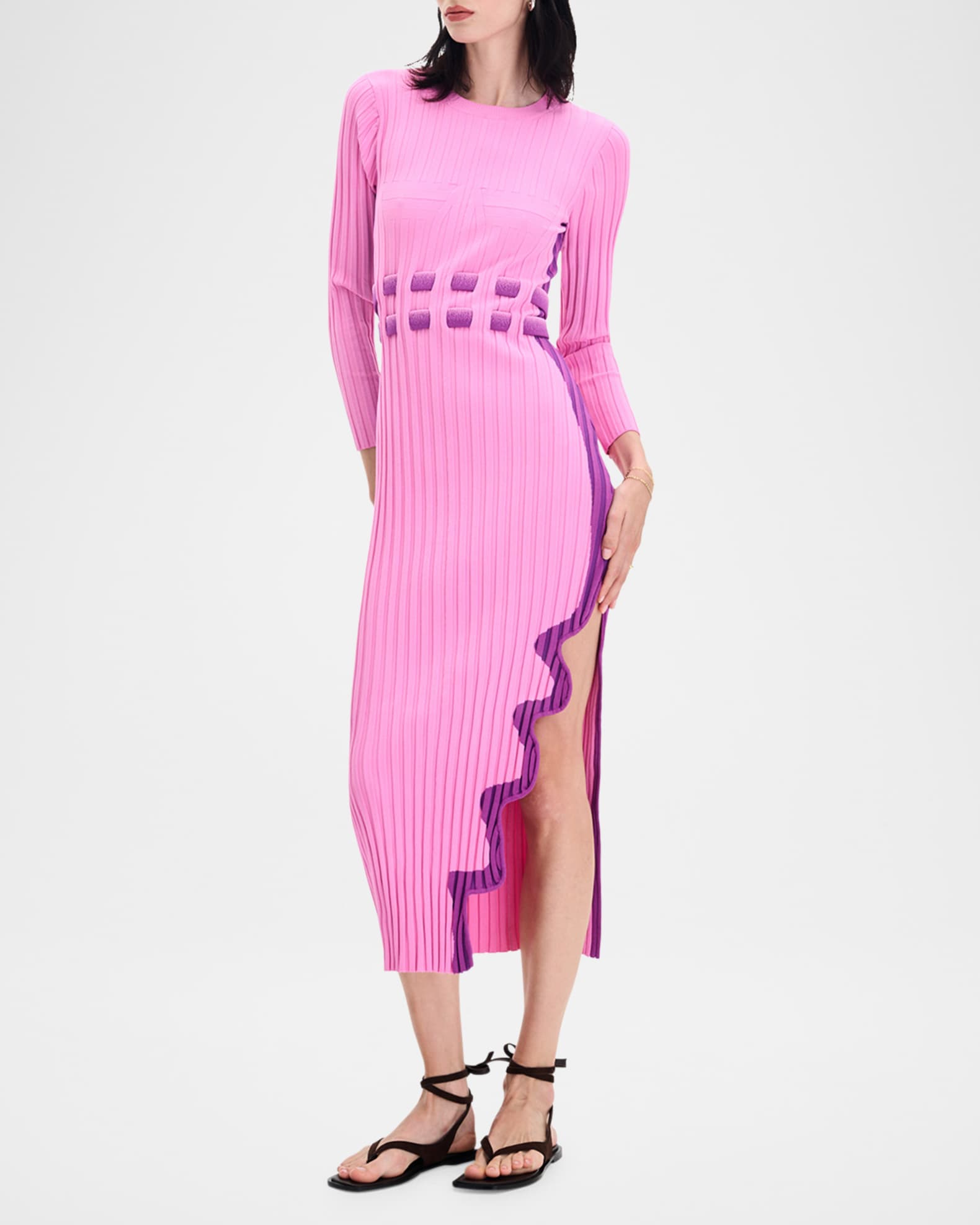 PH5 Aster Pleated Midi Dress with Wavy Slit | Neiman Marcus