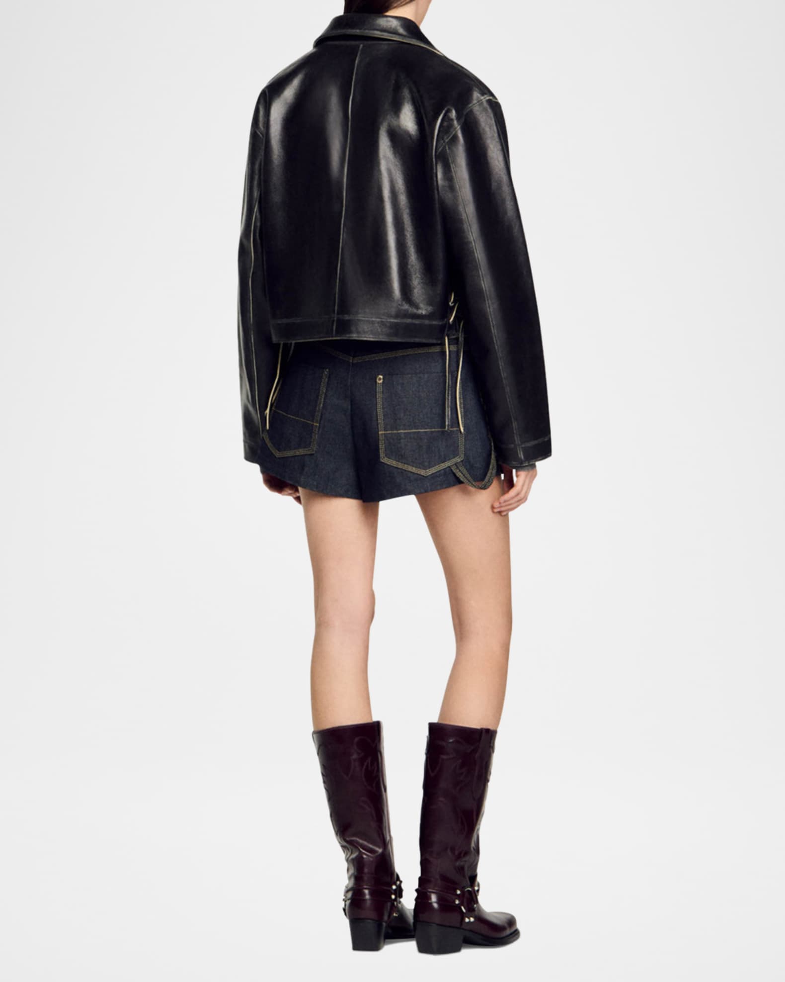 Sandro Jude Distressed Lambskin Leather Jacket | Neiman Marcus