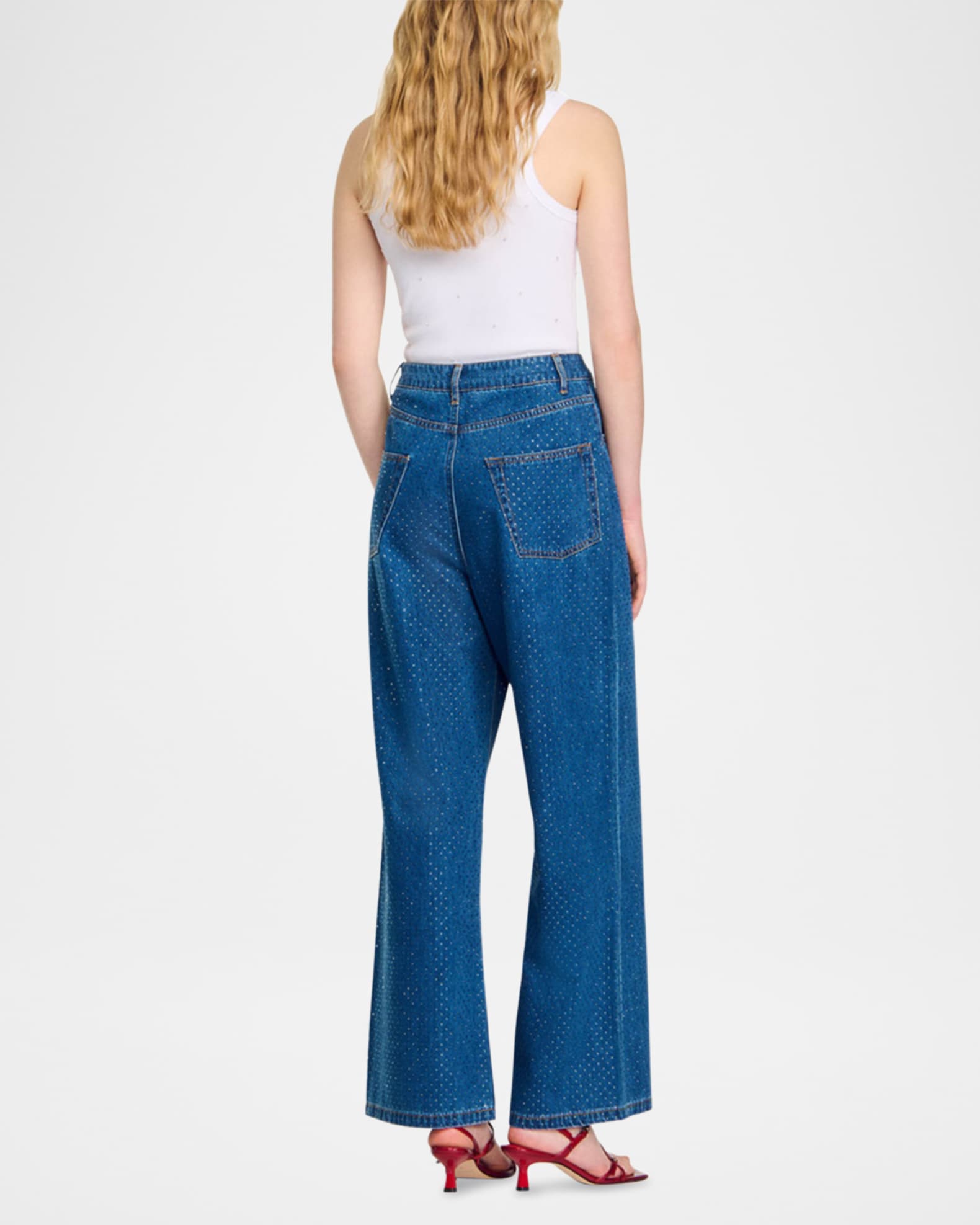 Sandro Moonlight Embellished Wide-Leg Jeans | Neiman Marcus