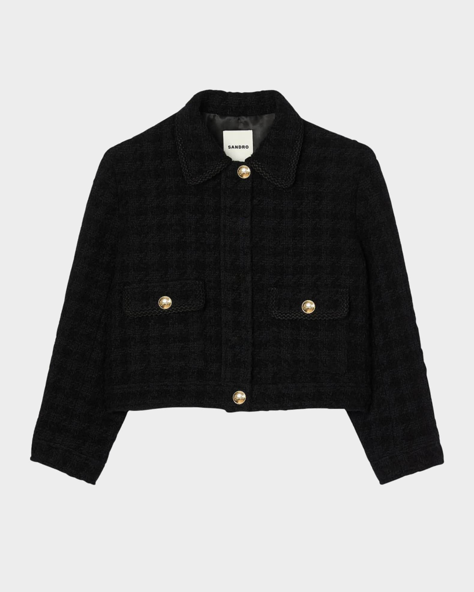 Sandro Isabela Checked Tweed Crop Blazer | Neiman Marcus