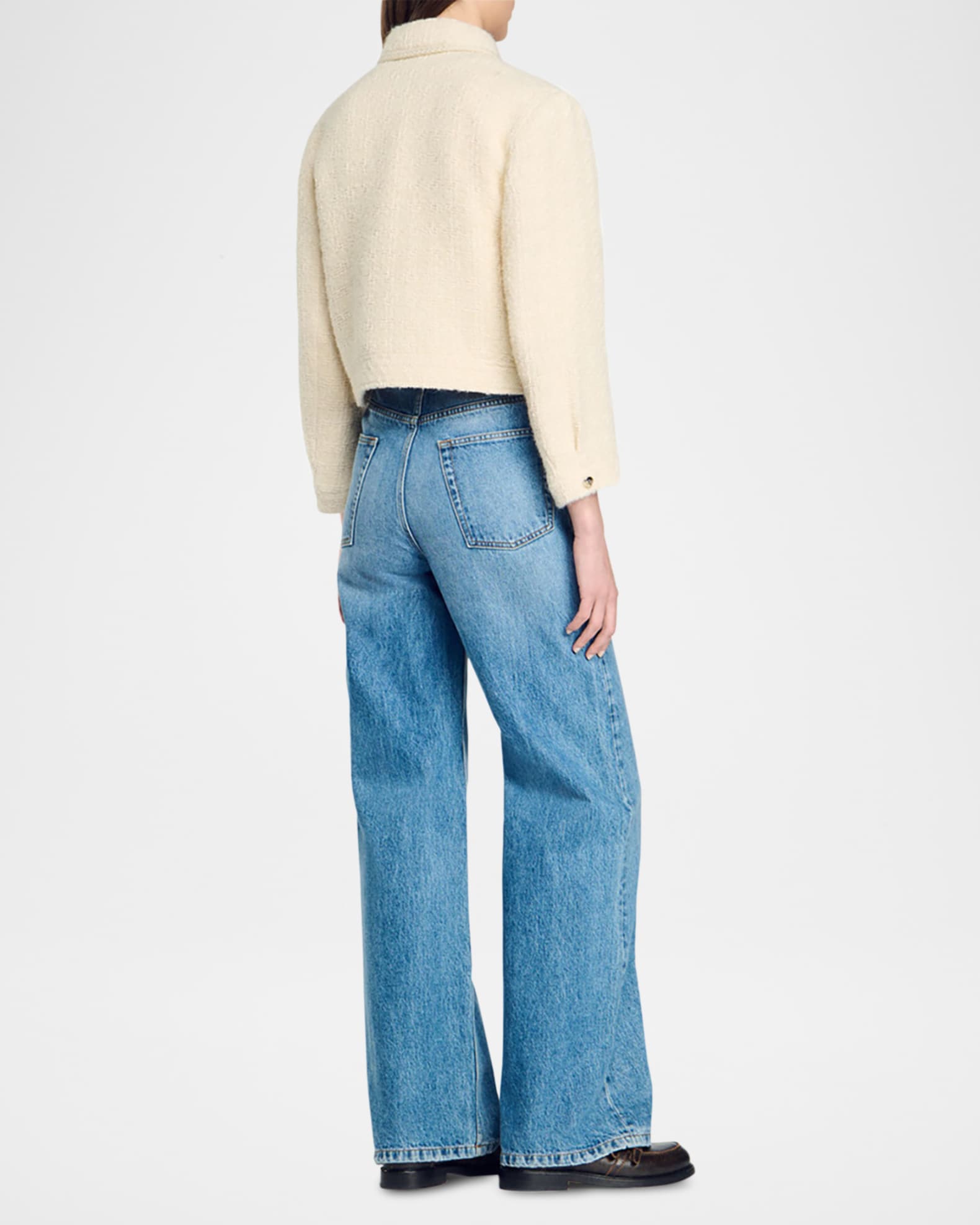 Sandro Isabela Checked Tweed Crop Blazer | Neiman Marcus