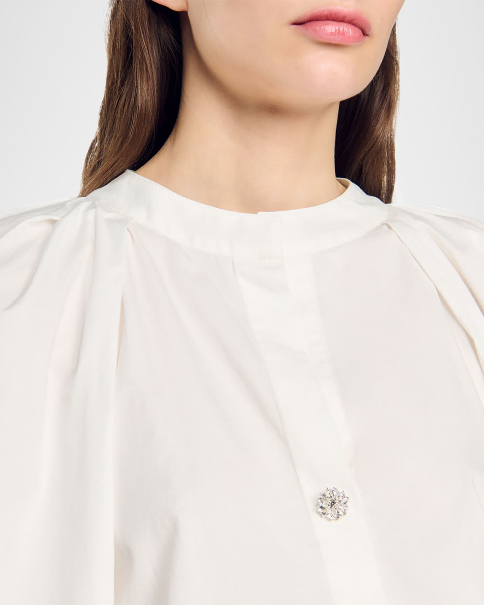 Sandro Sofiana Pleated Balloon-Sleeve Blouse | Neiman Marcus