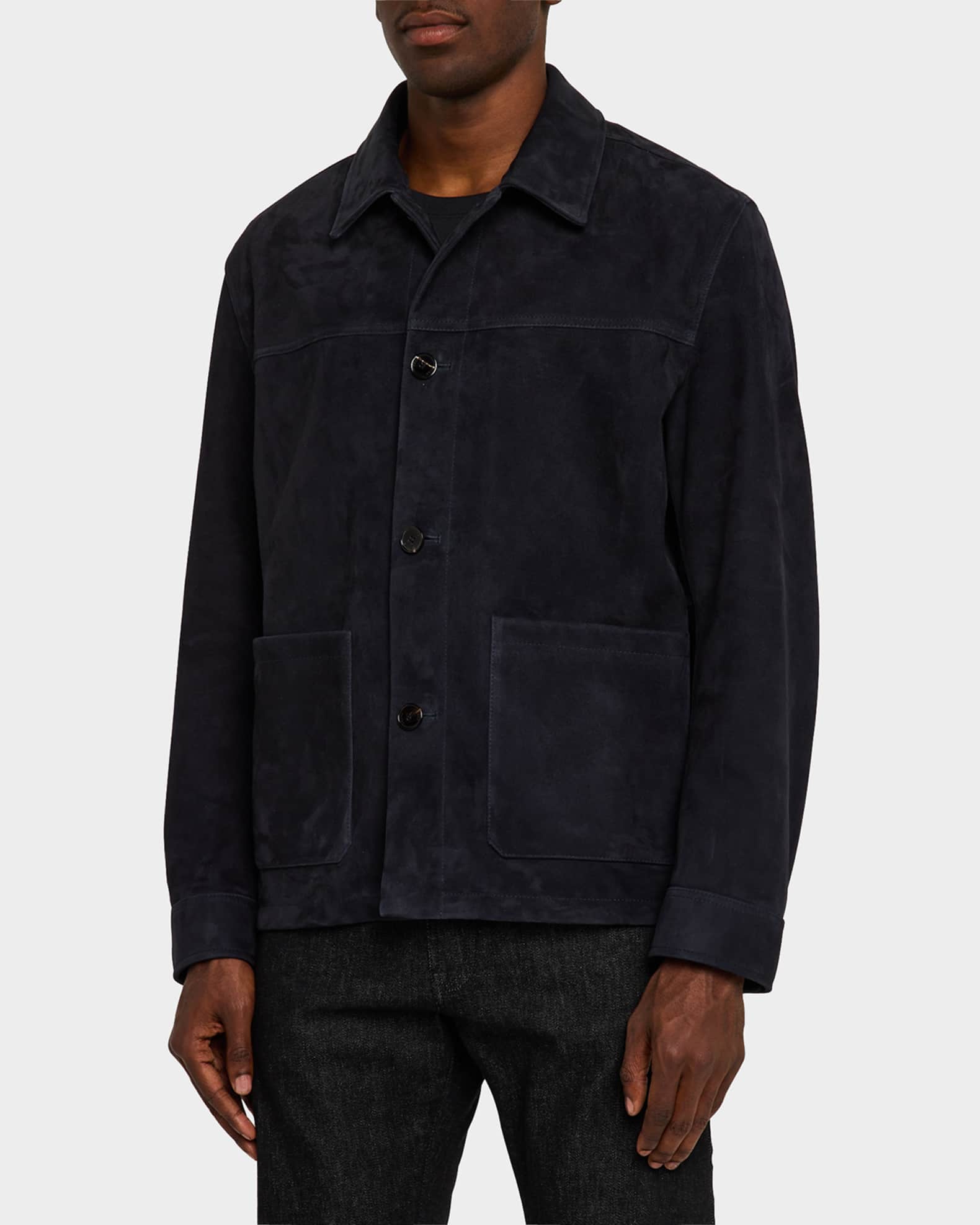 FRAME Men's Suede Chore Coat | Neiman Marcus