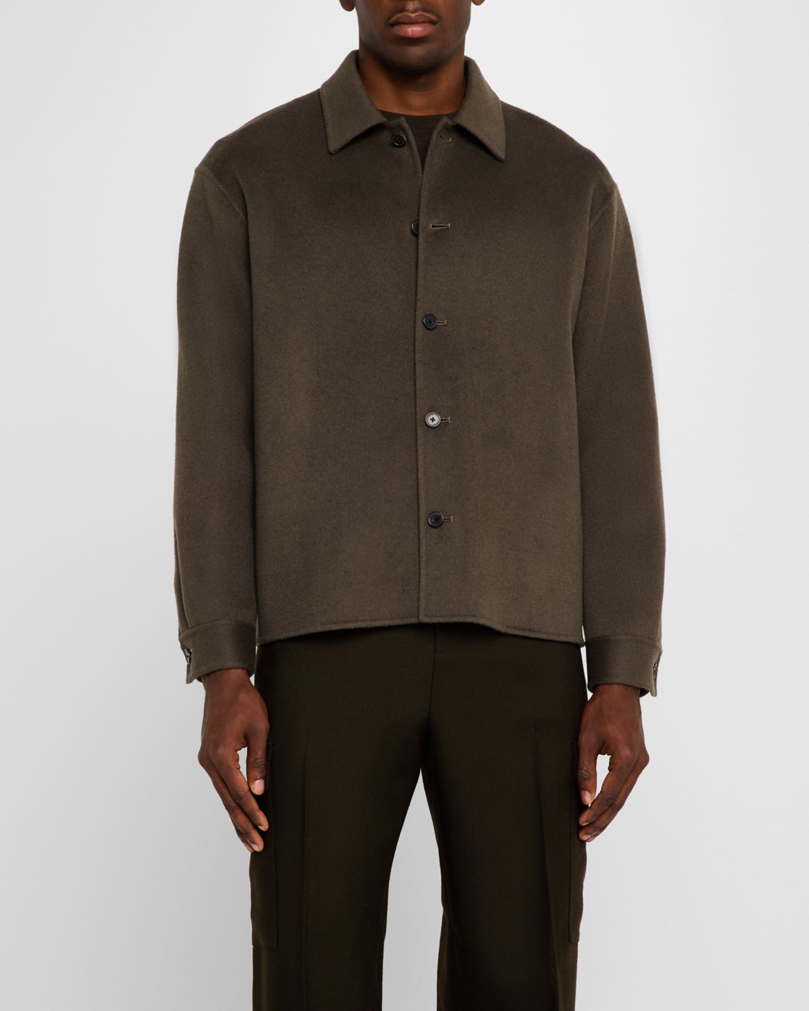 FRAME Men's Double-Face Wool Overshirt | Neiman Marcus