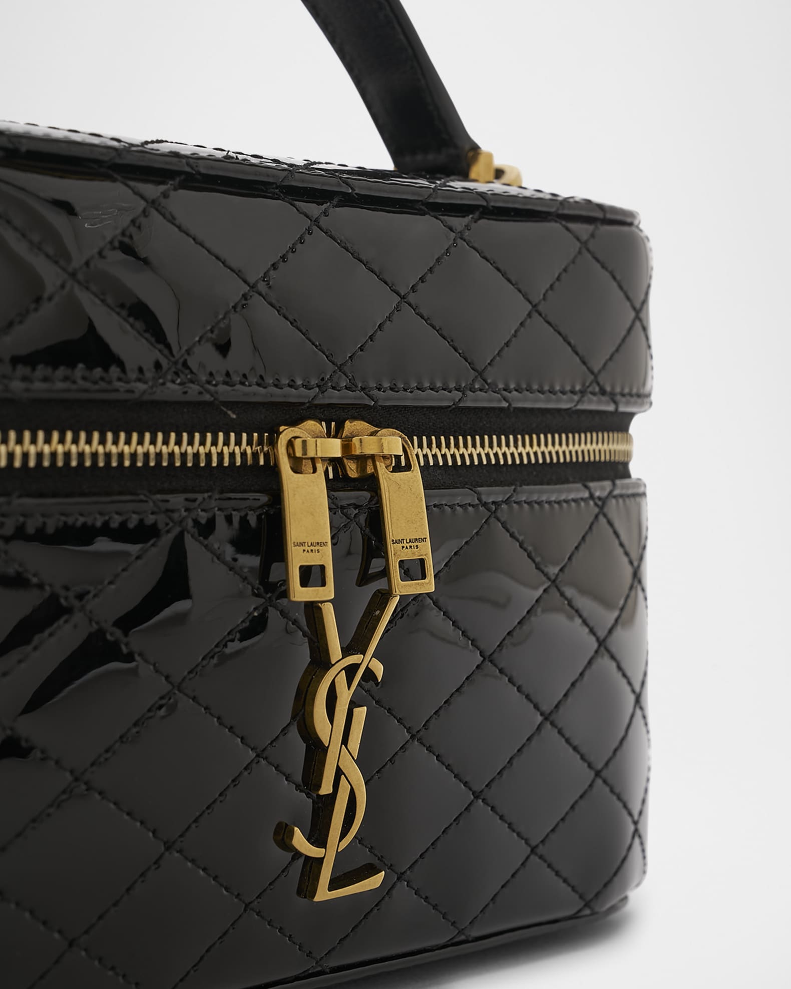 Saint Laurent Vanity YSL Top-Handle Bag in Quilted Patent Leather ...