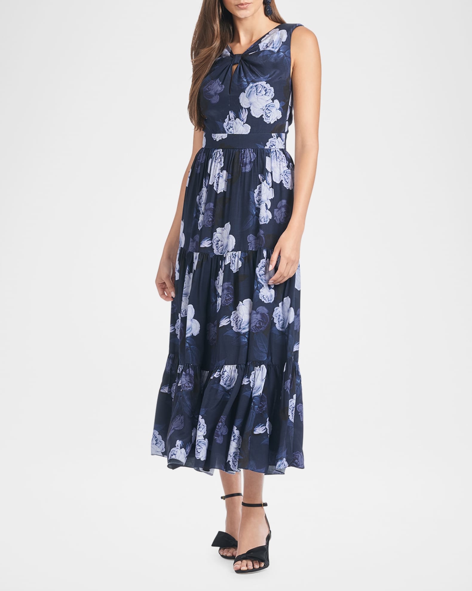Sachin & Babi Anaisha Tiered Floral-Print Midi Dress | Neiman Marcus