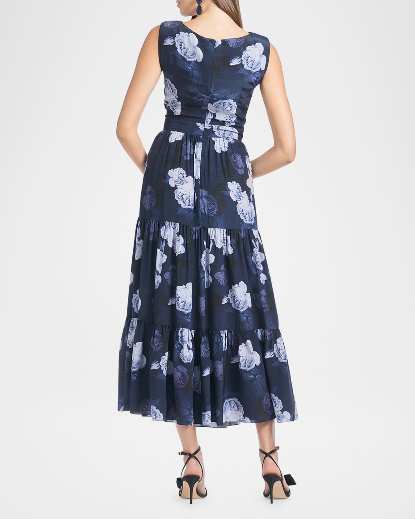 Sachin & Babi Anaisha Tiered Floral-Print Midi Dress | Neiman Marcus