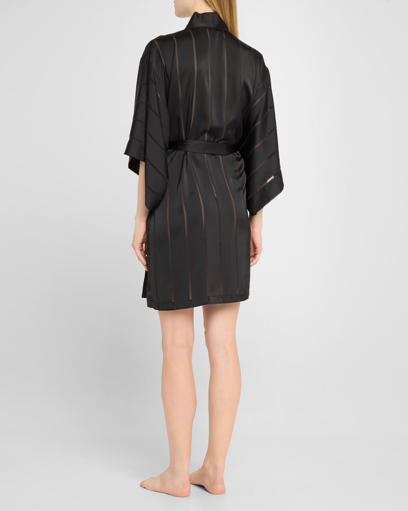 Natori Short Sheer Striped Robe | Neiman Marcus
