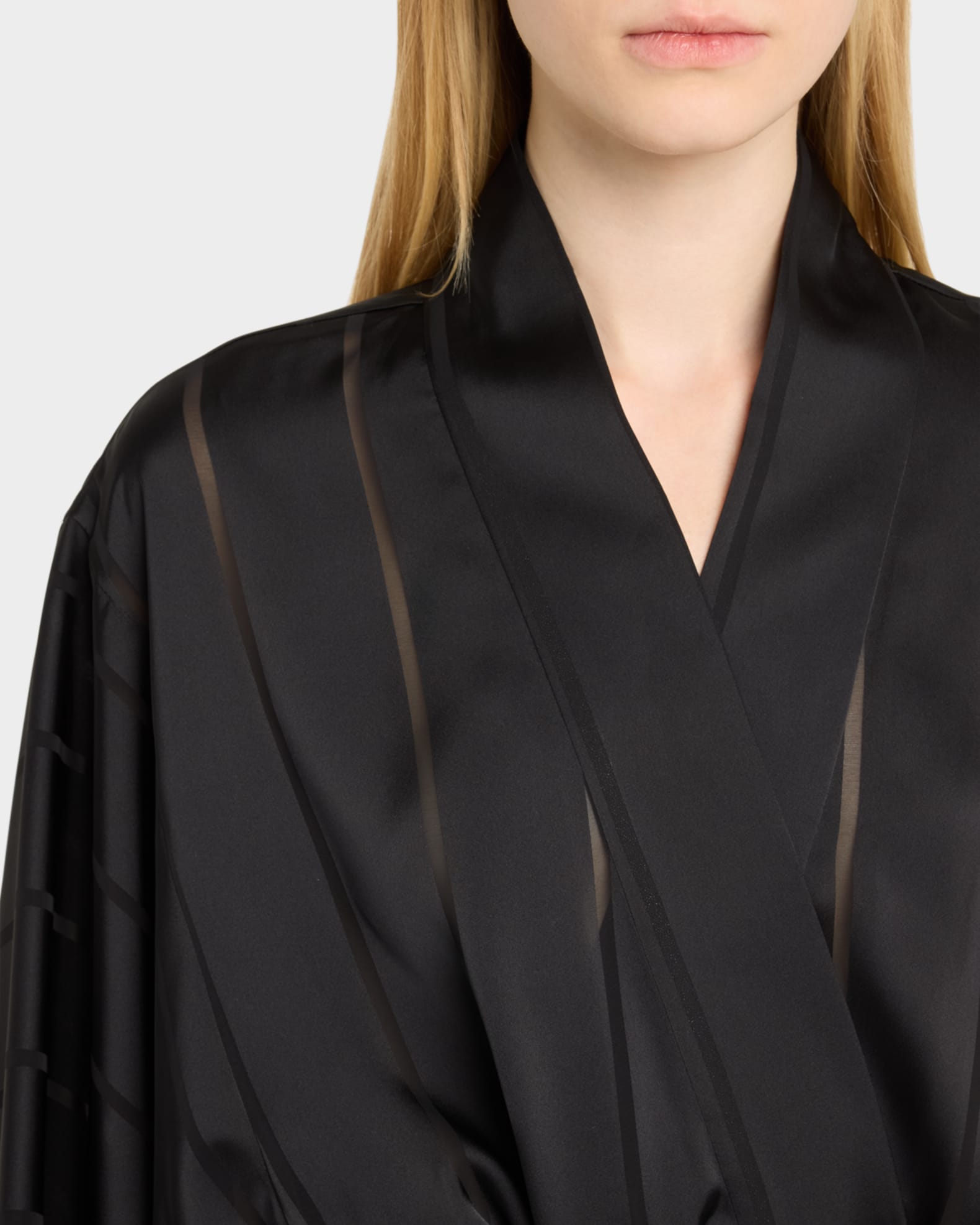 Natori Short Sheer Striped Robe | Neiman Marcus
