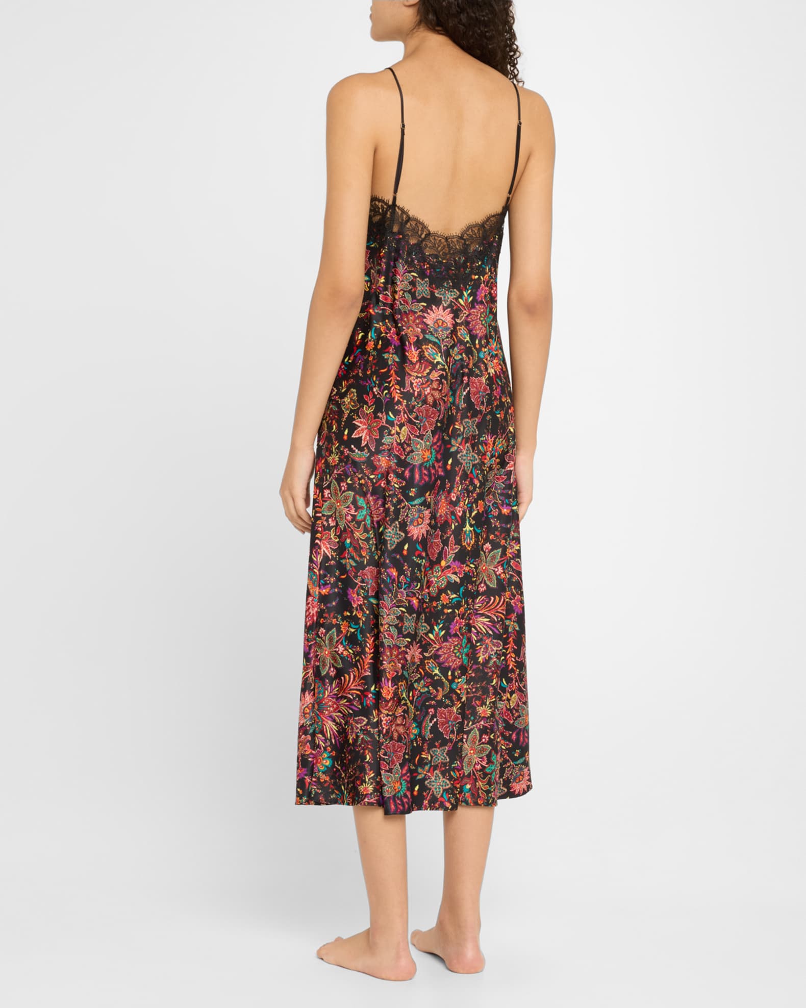 Natori Granada Floral-Print Midi Slip Dress | Neiman Marcus