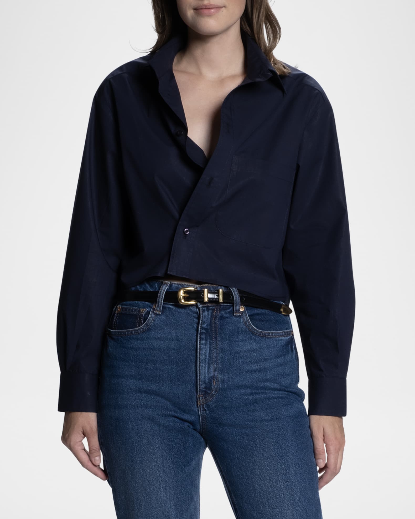 CISSA The Shorty Asymmetric Button-Front Shirt | Neiman Marcus