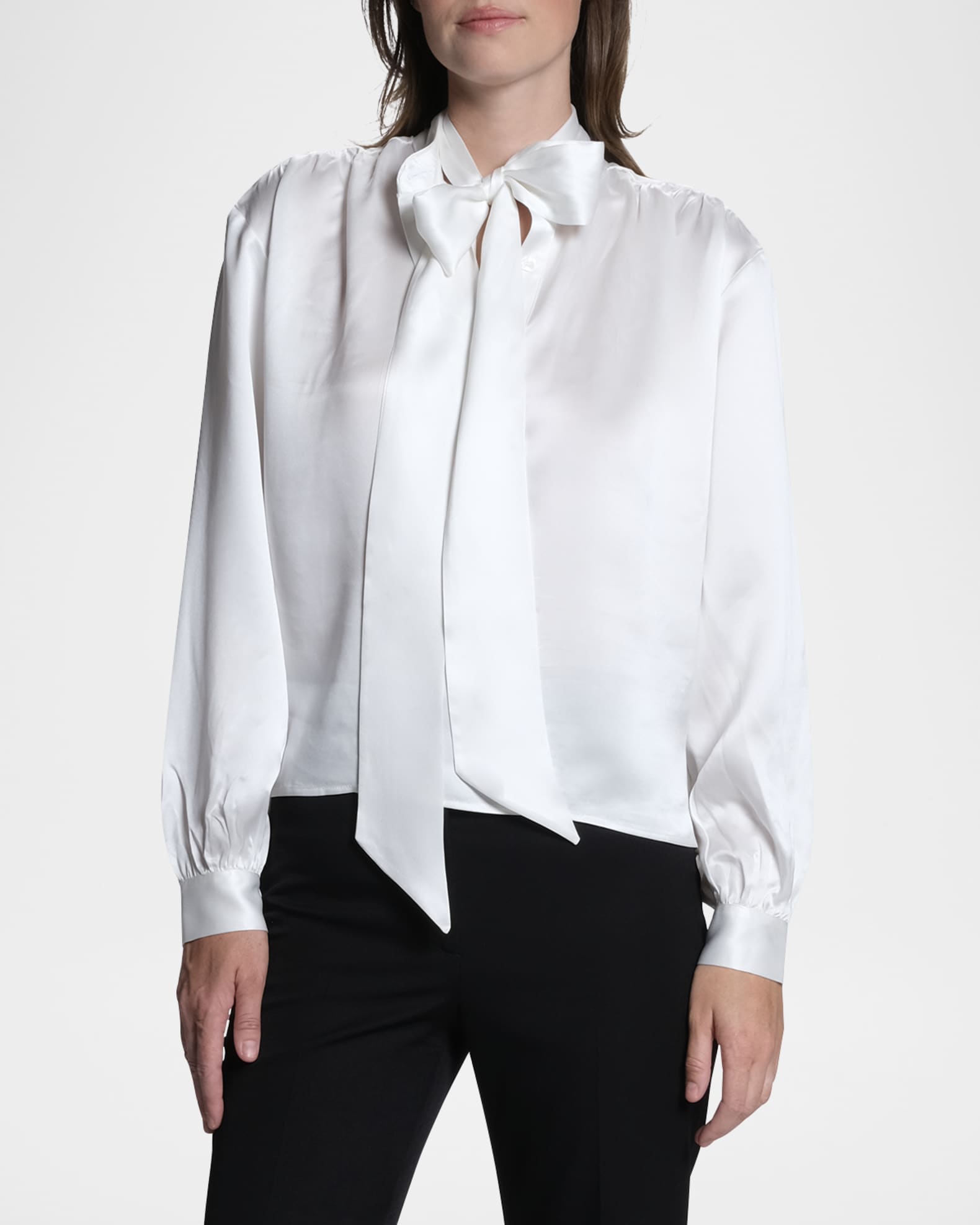 CISSA The Tie-Neck Silk Blouse | Neiman Marcus