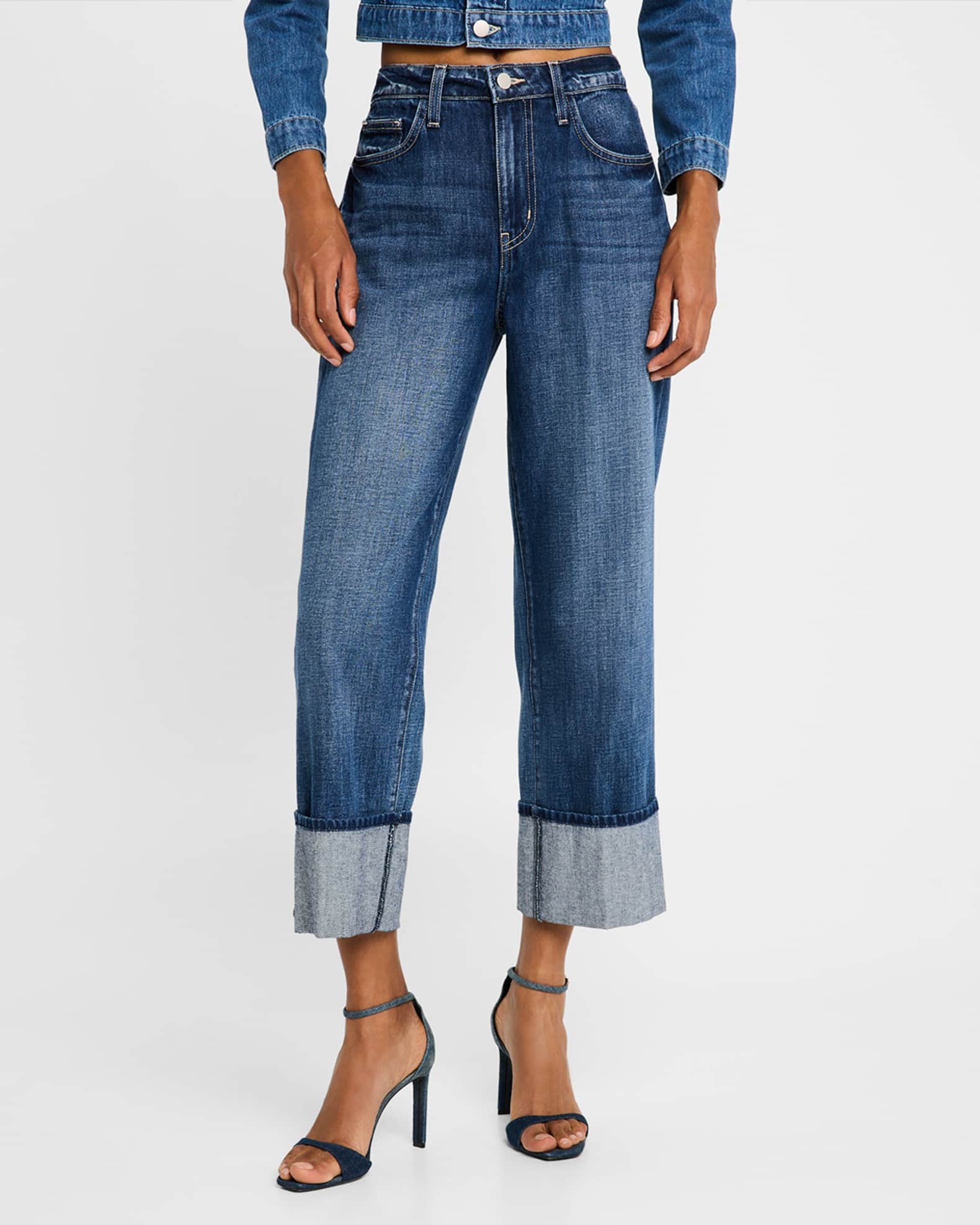 Leighton Ultra High-Rise Cuffed Stovepipe Jeans | Neiman Marcus