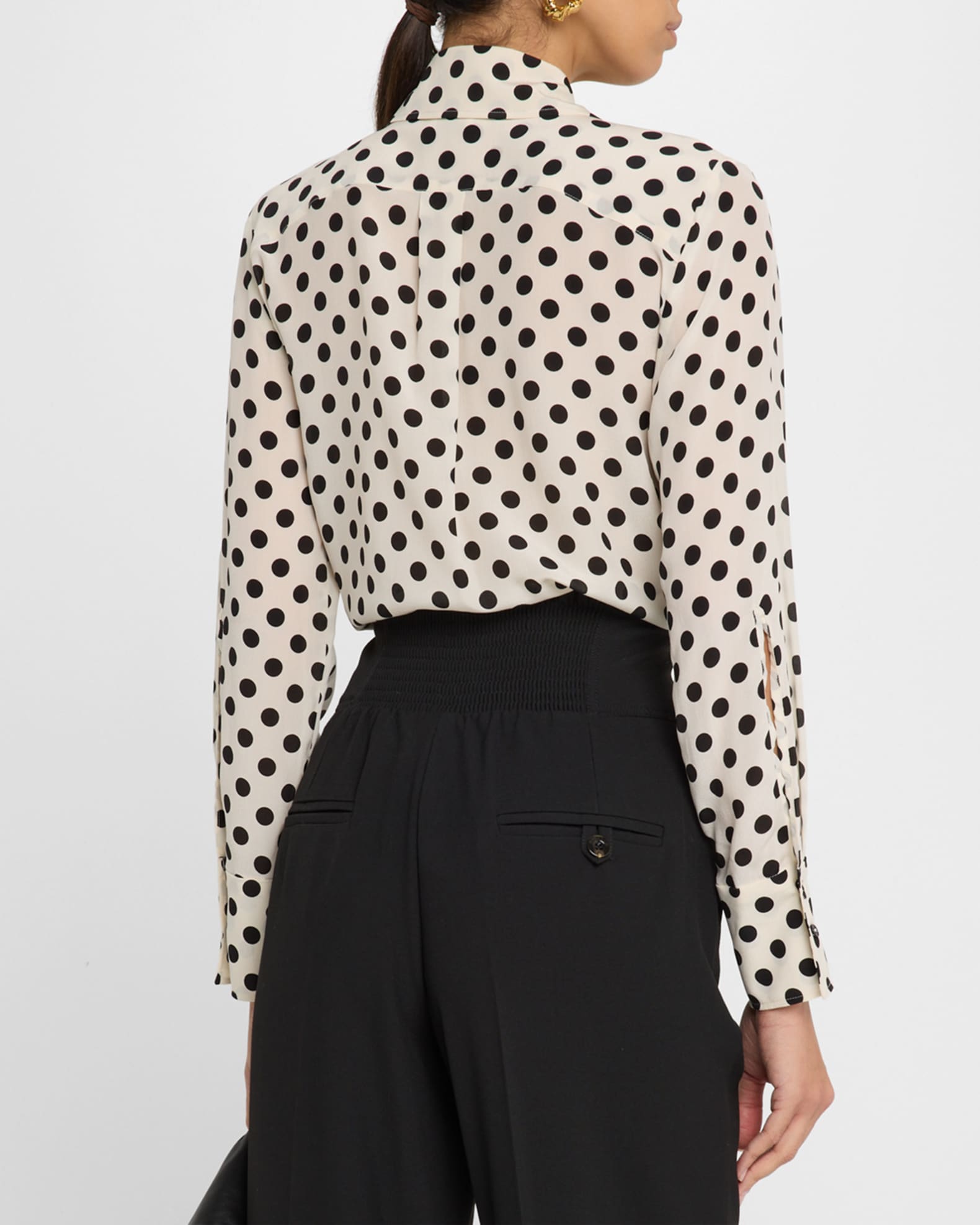 Marella Conio Polka Dot Silk Crepe De Chine Shirt | Neiman Marcus