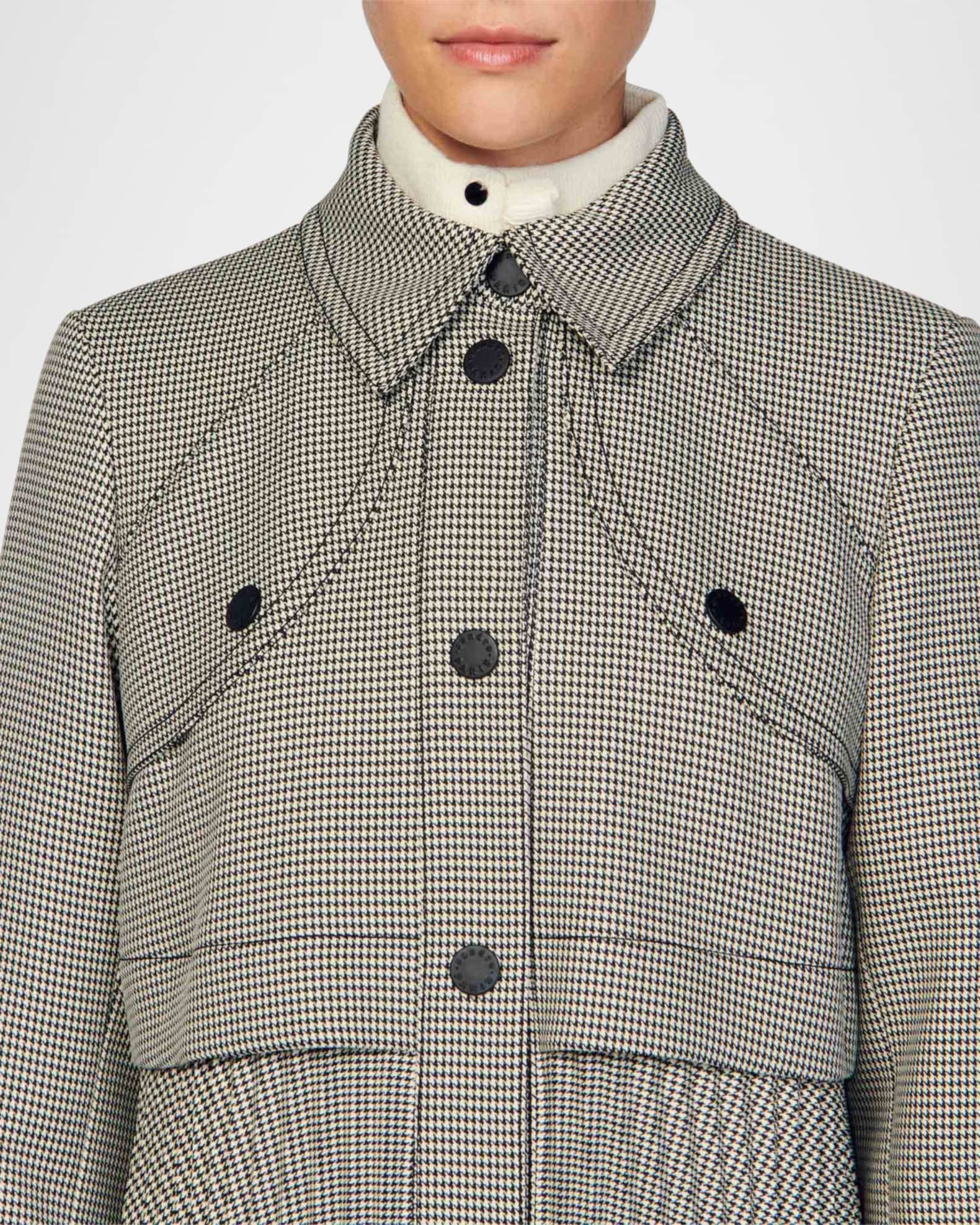 Sandro Mathilda Pleated Houndstooth Trench Coat | Neiman Marcus
