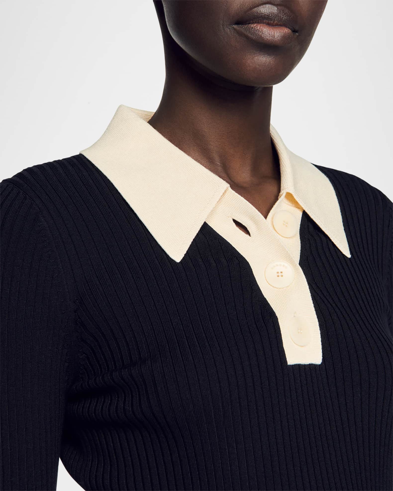 Sandro Gabb Rib-Knit Sweater | Neiman Marcus