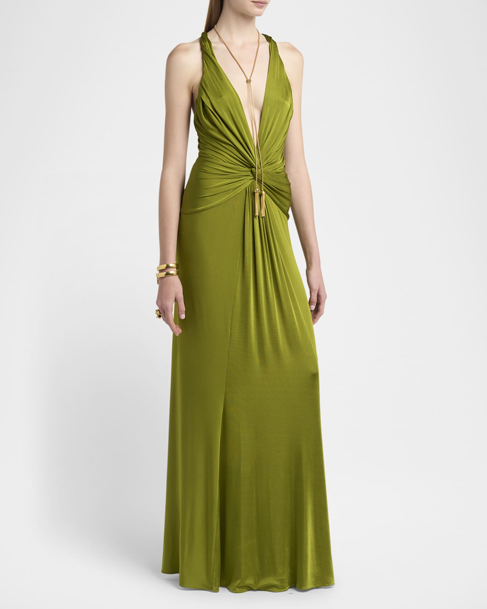 TOM FORD Draped V-Neck Gown | Neiman Marcus