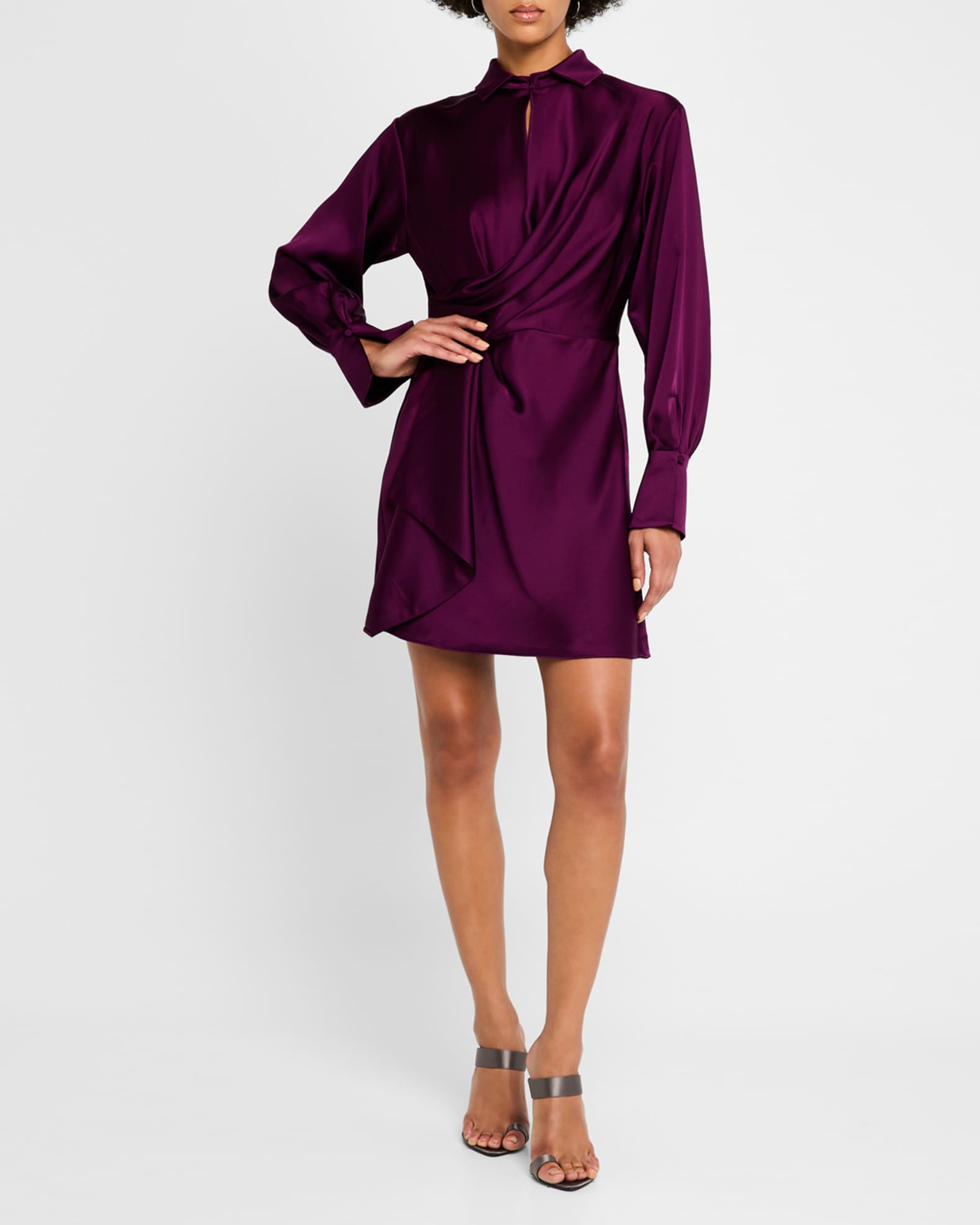 SIMKHAI Talit Draped Satin Mini Dress | Neiman Marcus