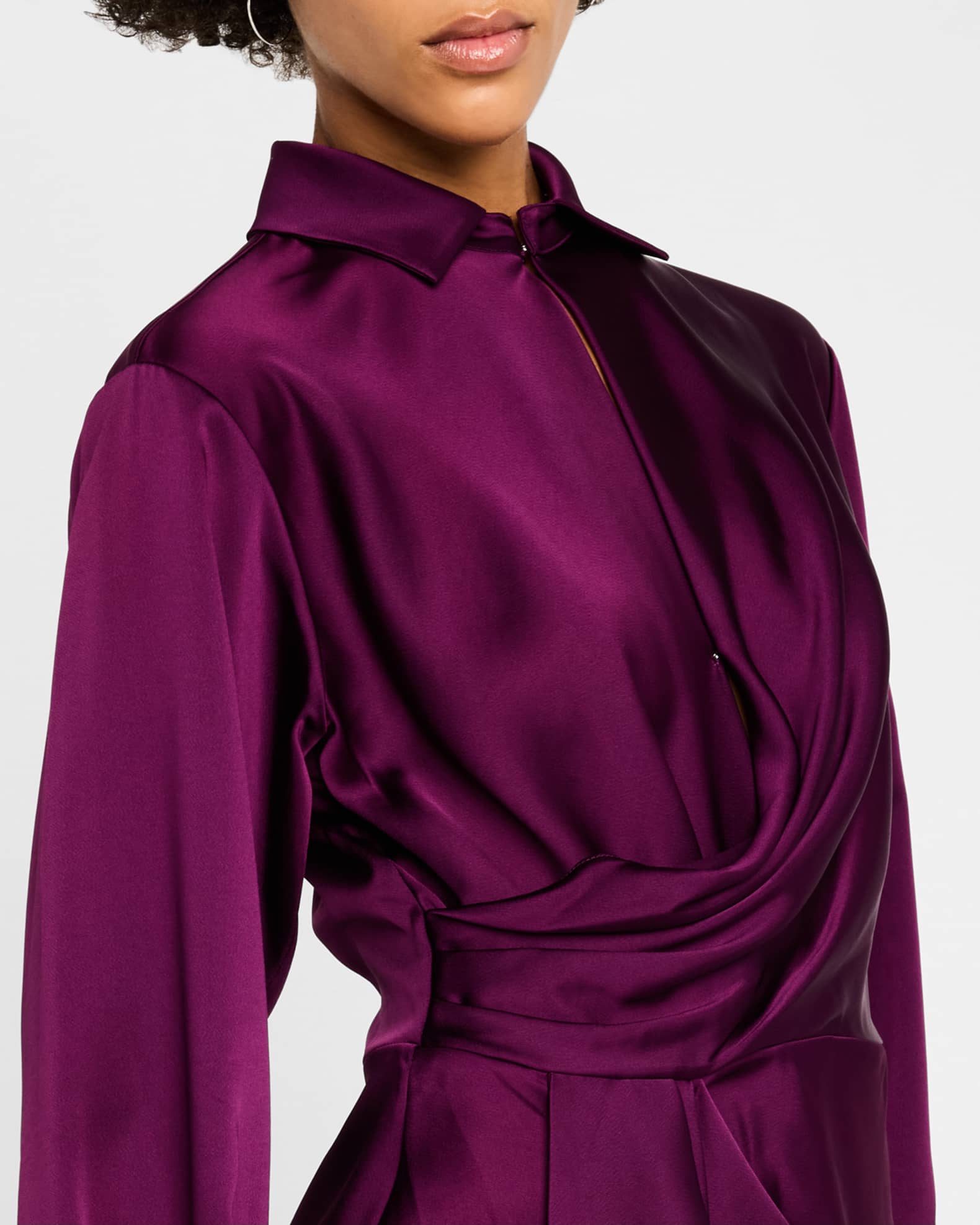 SIMKHAI Talit Draped Satin Mini Dress | Neiman Marcus