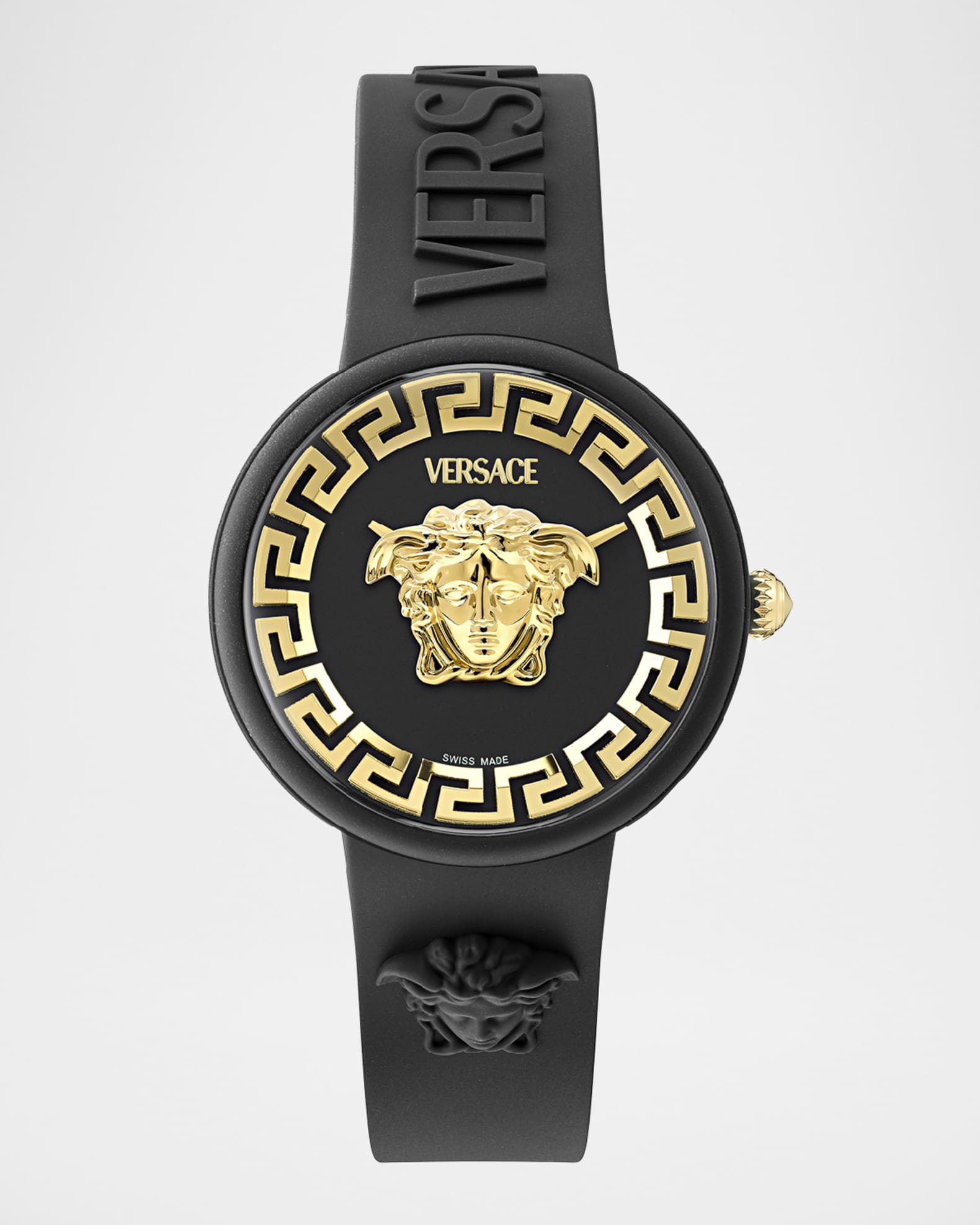 Versace Medusa Pop Black Silicone Watch with Pouch, 39mm | Neiman Marcus