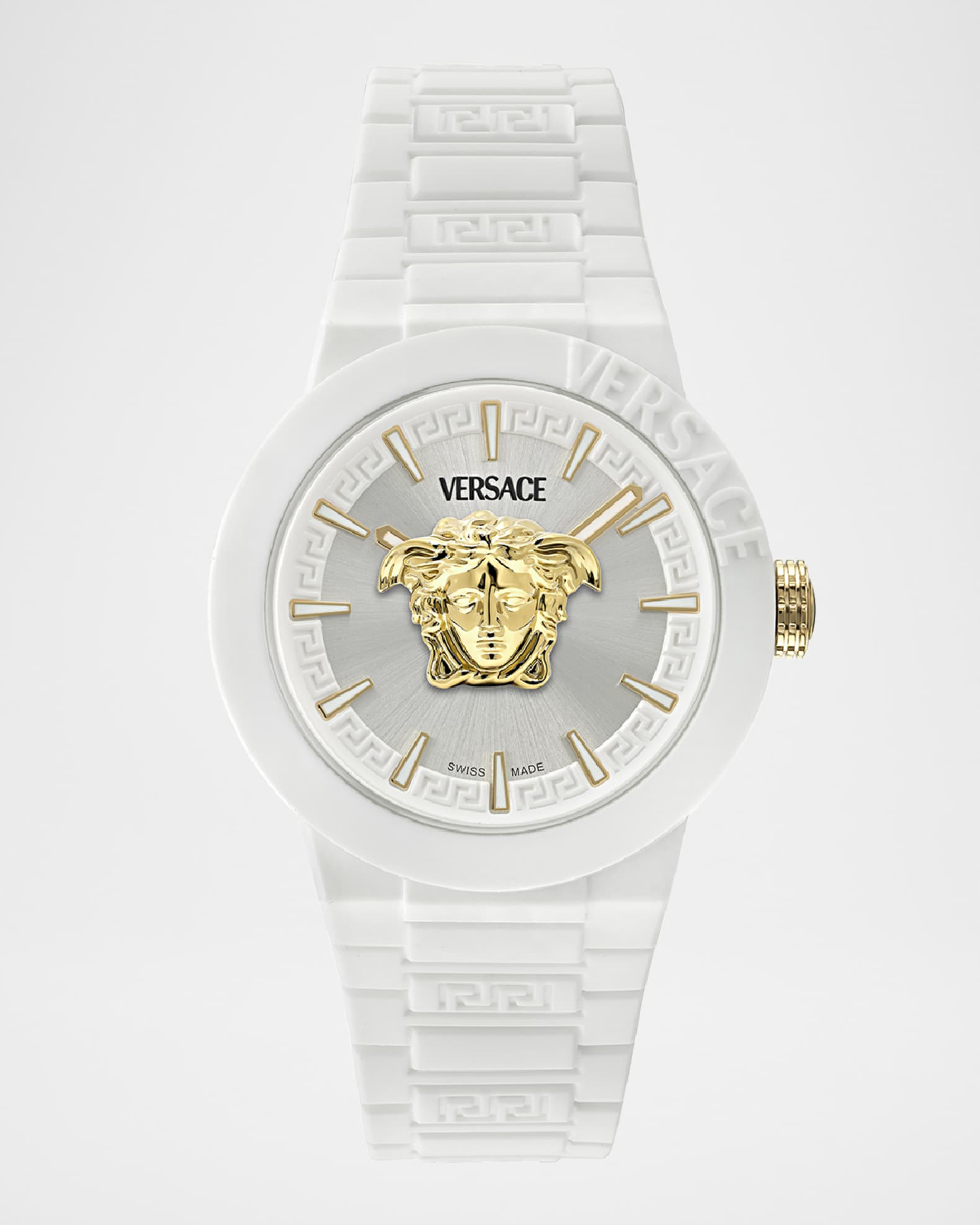 Versace V-Pop White Silicone Watch with Pouch, 43mm | Neiman Marcus