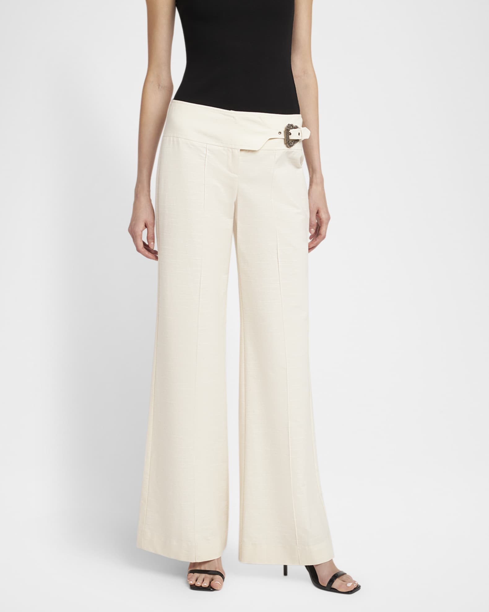 Versace Jeans Couture Wide-Leg Buckle Pants | Neiman Marcus