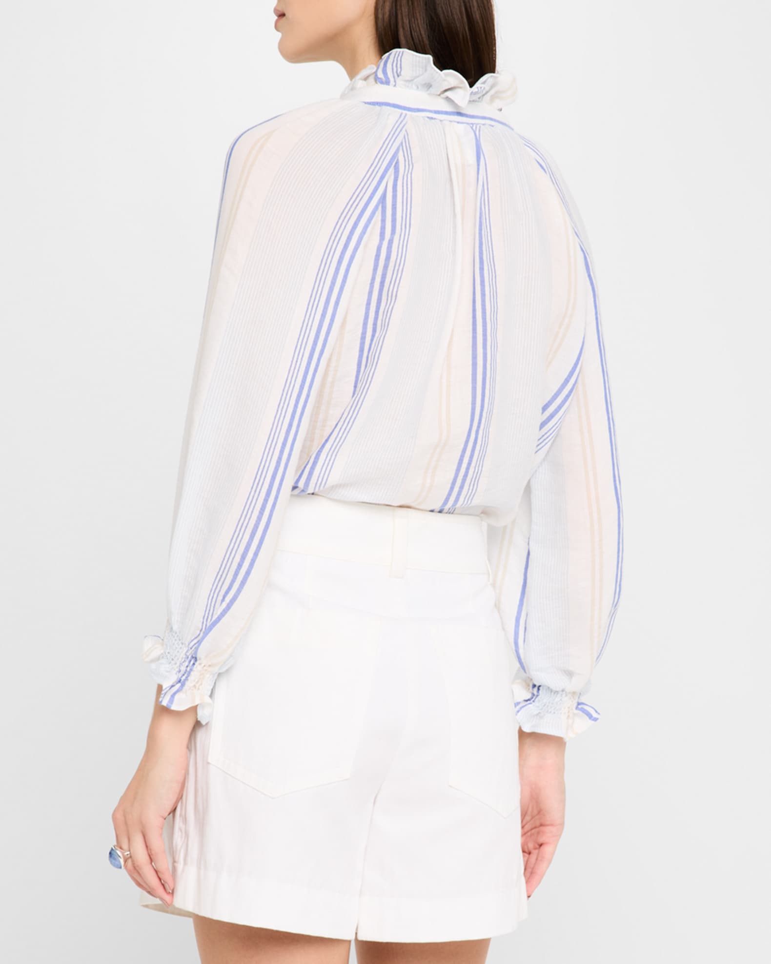Finley Fiona Striped Raglan-Sleeve Voile Shirt | Neiman Marcus