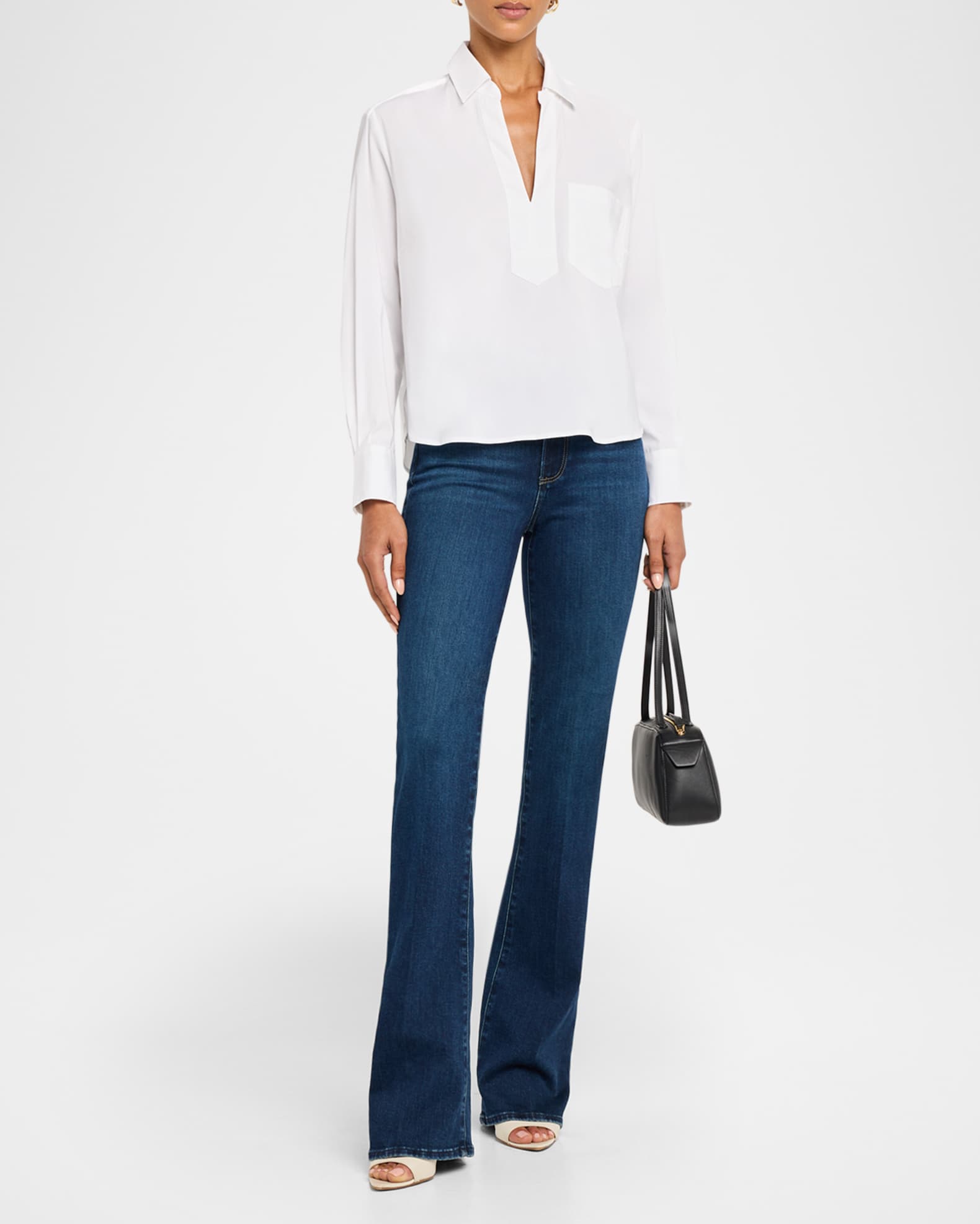 Finley Joni Boxy Silky Cotton Poplin Shirt | Neiman Marcus