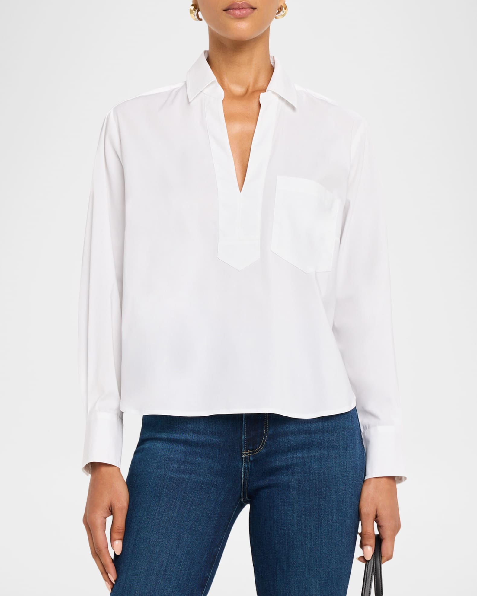 Finley Joni Boxy Silky Cotton Poplin Shirt | Neiman Marcus