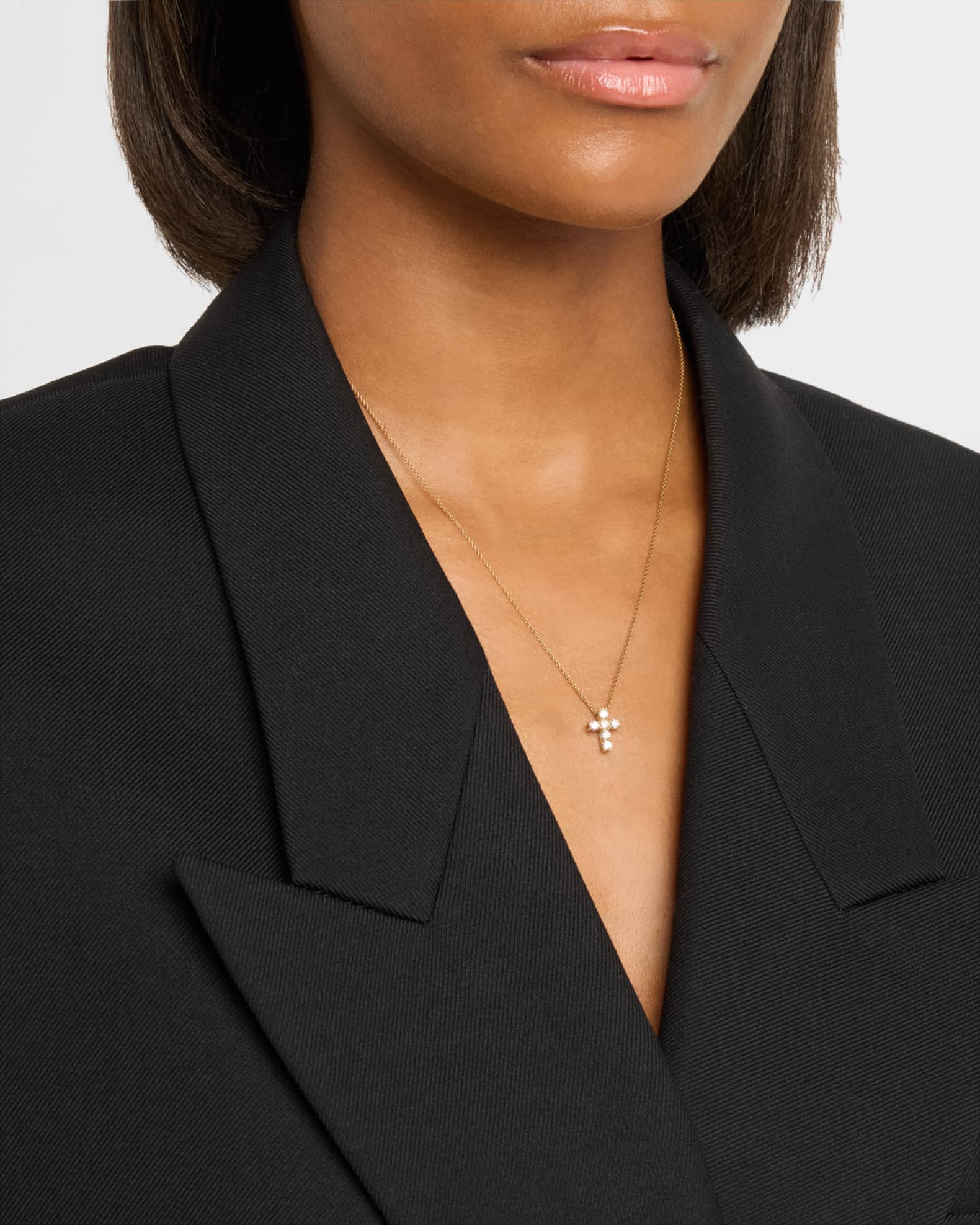 Lisa Nik Talisman 18K White Gold Diamond Mini Cross Pendant Necklace ...