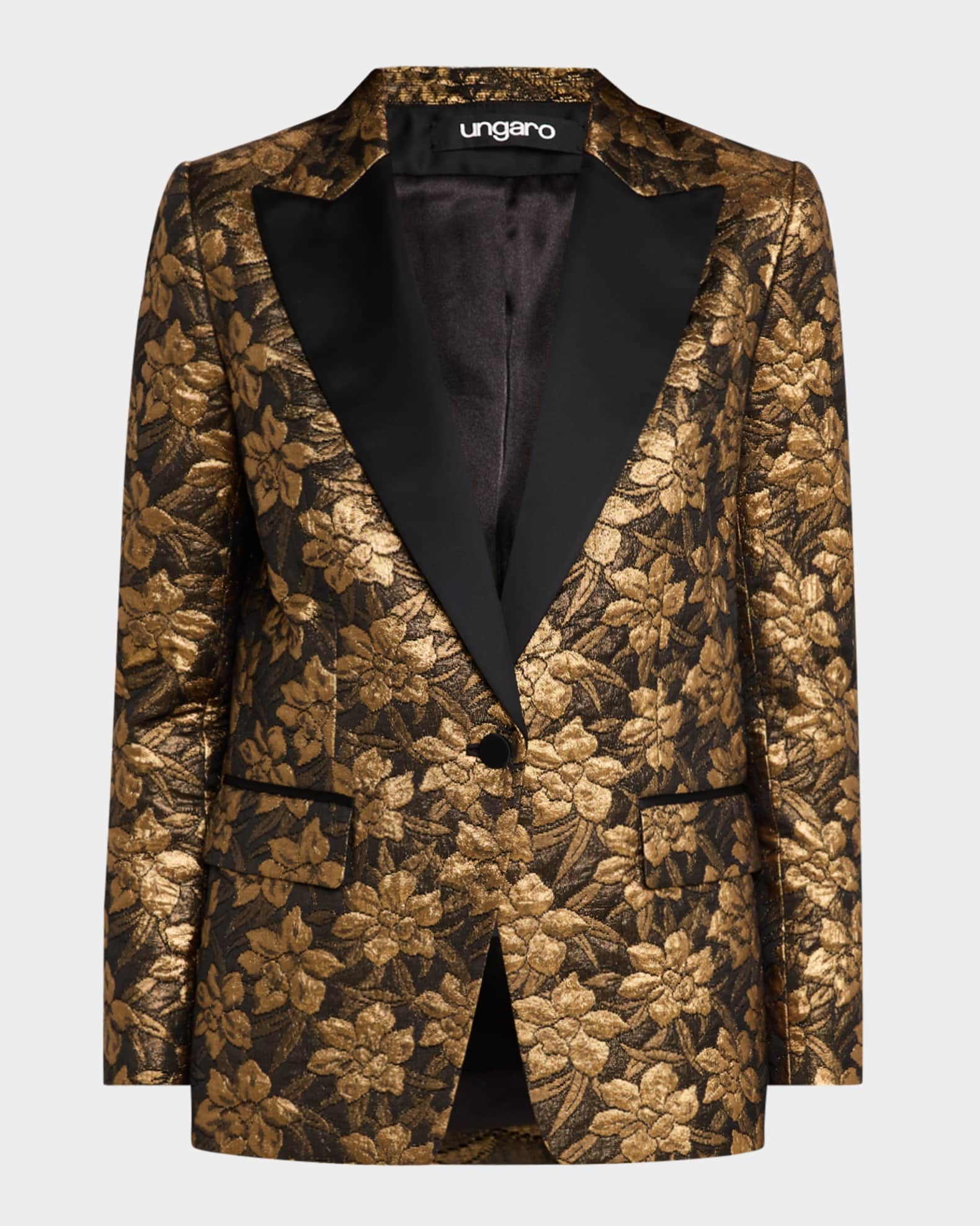 Ungaro Single-Button Metallic Floral Jacquard Blazer | Neiman Marcus