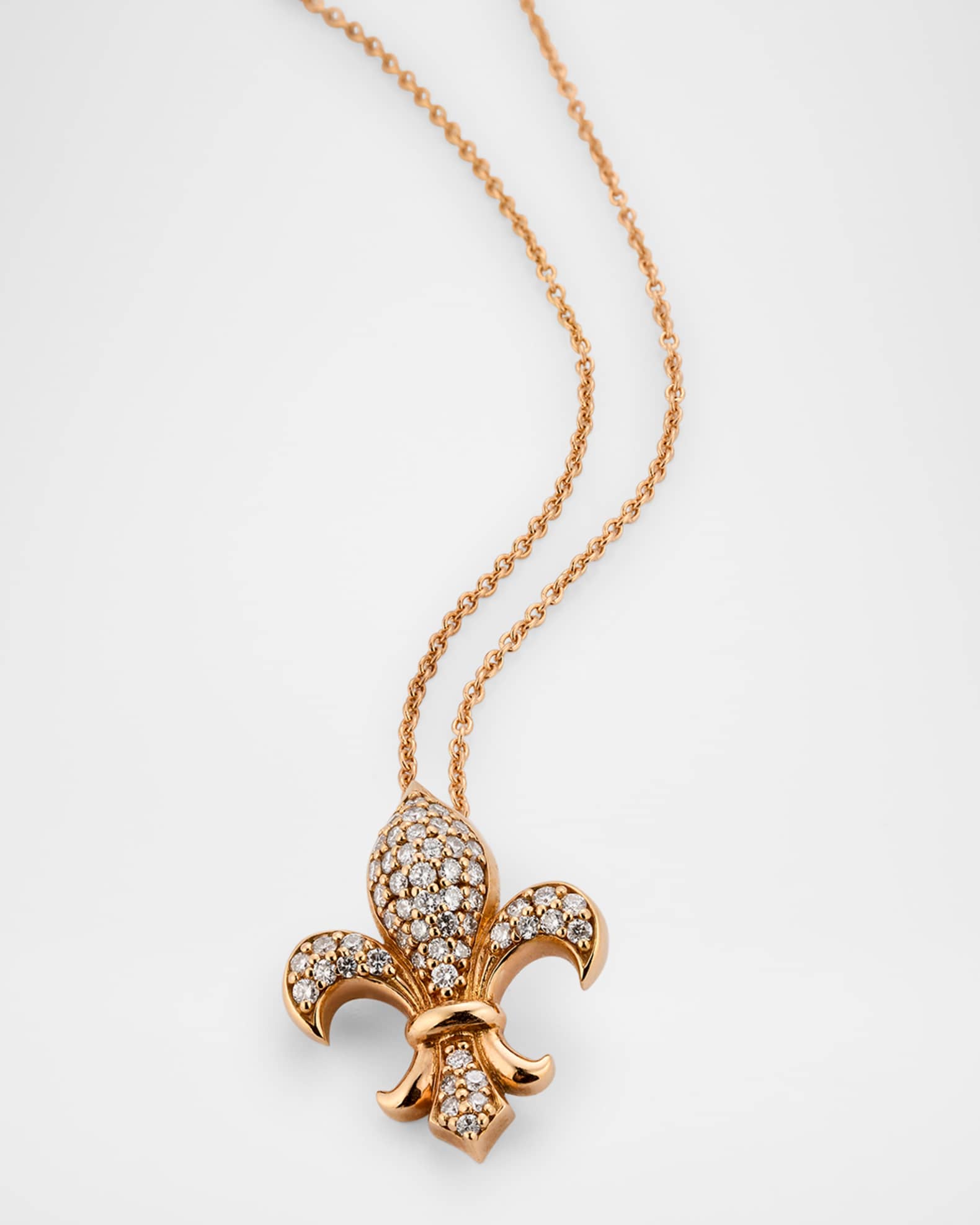Lisa Nik Talisman 18K Rose Gold Diamond Fleur De Lis Necklace | Neiman ...