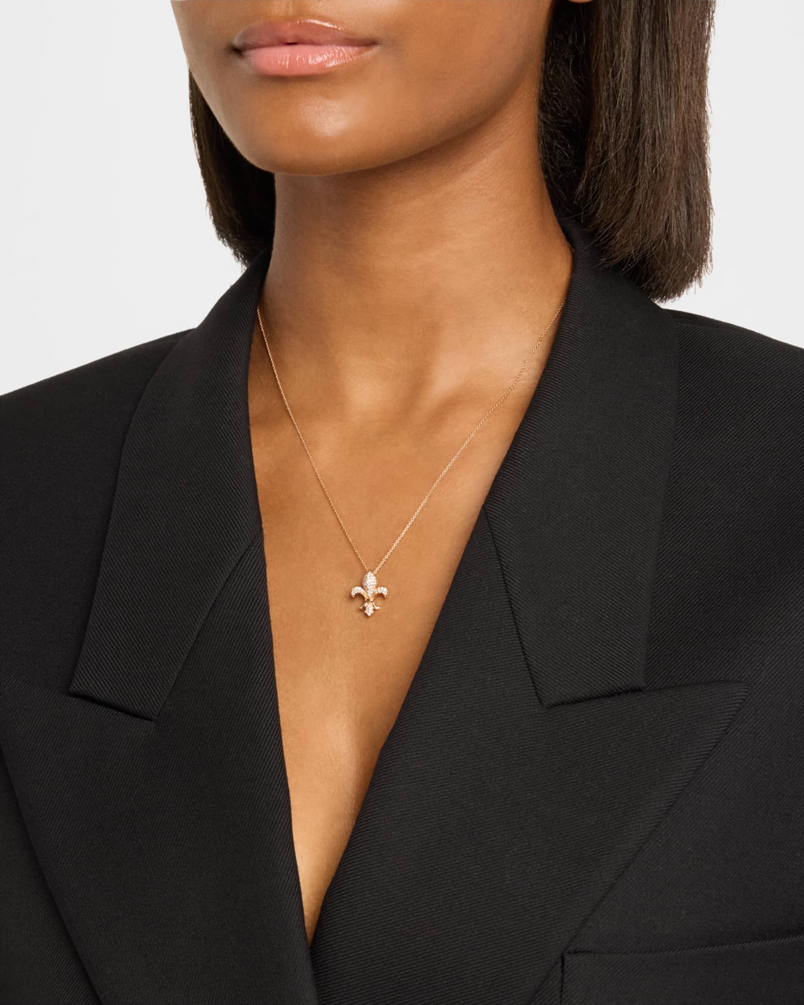 Lisa Nik Talisman 18K Rose Gold Diamond Fleur De Lis Necklace | Neiman ...