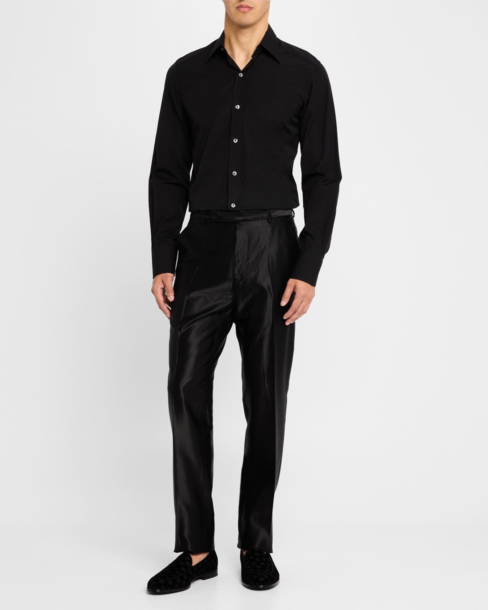 Dolce&Gabbana Men's Velvet DG Smoking Slippers | Neiman Marcus