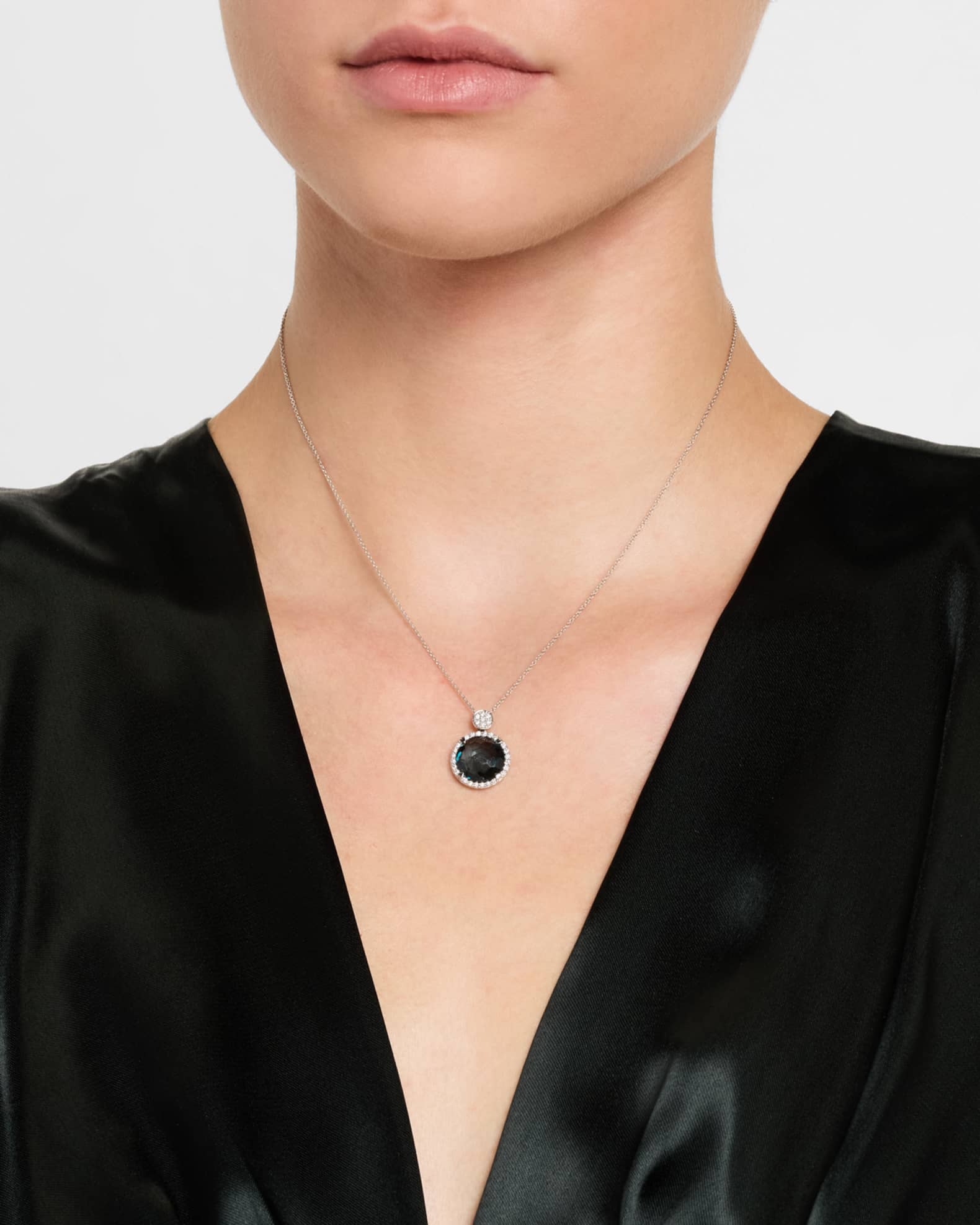 Lisa Nik Rocks 18K White Gold Petite London Blue Topaz Diamond Halo and ...