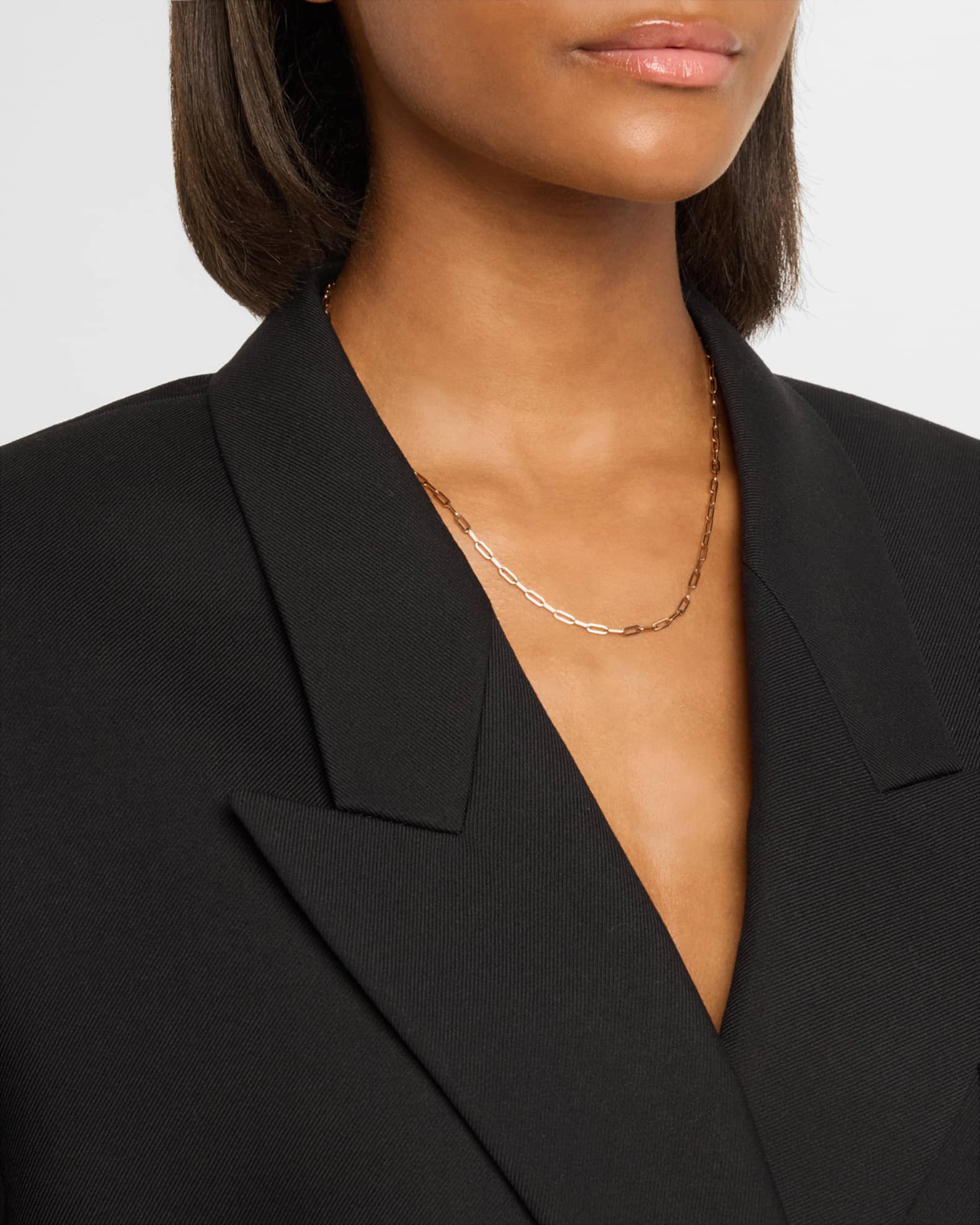 Lisa Nik Golden Dreams 18K Rose Gold Petite Paper Clip Chain Necklace ...