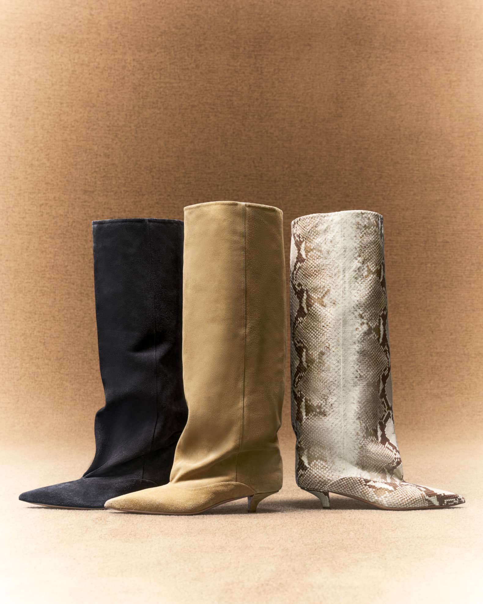 Paris Texas Ines Suede Comma-Heel Knee Boots | Neiman Marcus