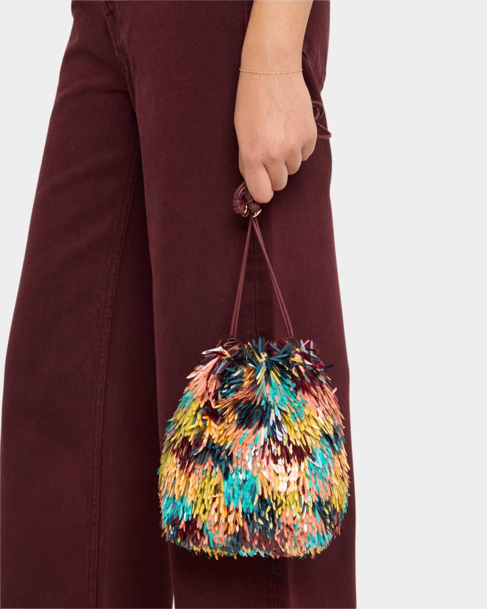 Ulla Johnson Celeste Sequined Drawstring Shoulder Bag | Neiman Marcus