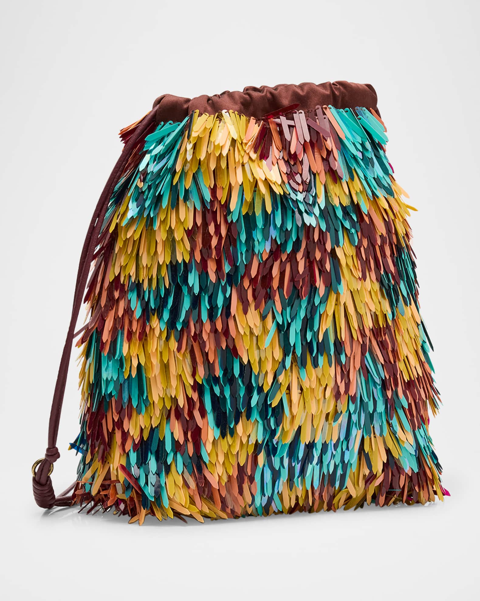Ulla Johnson Celeste Sequined Drawstring Shoulder Bag | Neiman Marcus