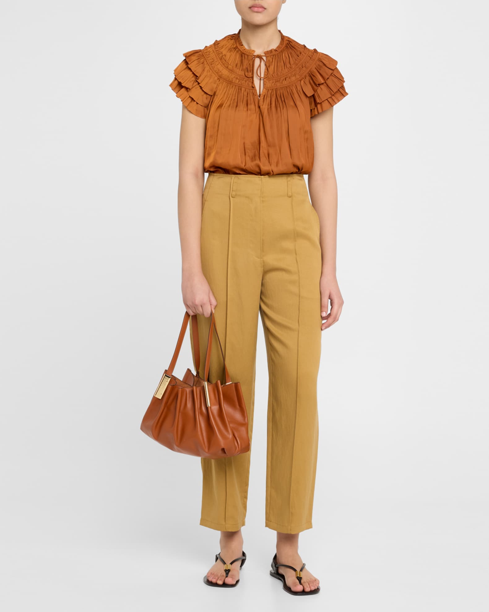 Ulla Johnson Isadora Mini Ruched Leather Tote Bag | Neiman Marcus