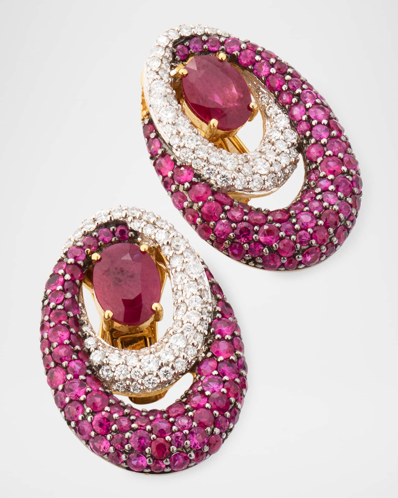 Piranesi 18K Gold Statement Earrings with Ruby and Diamonds | Neiman Marcus