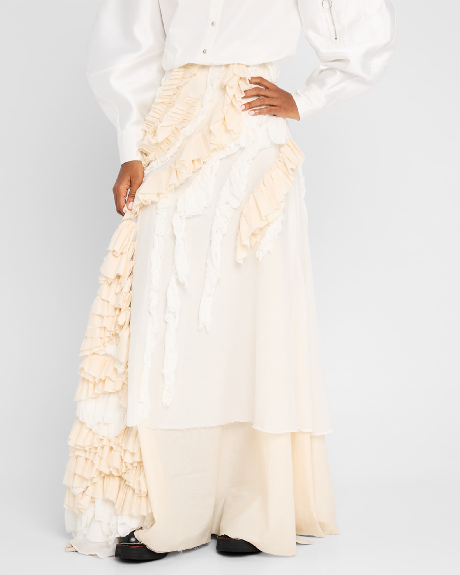 Marques'Almeida Asymmetric Cascading Ruffle Maxi Skirt | Neiman Marcus