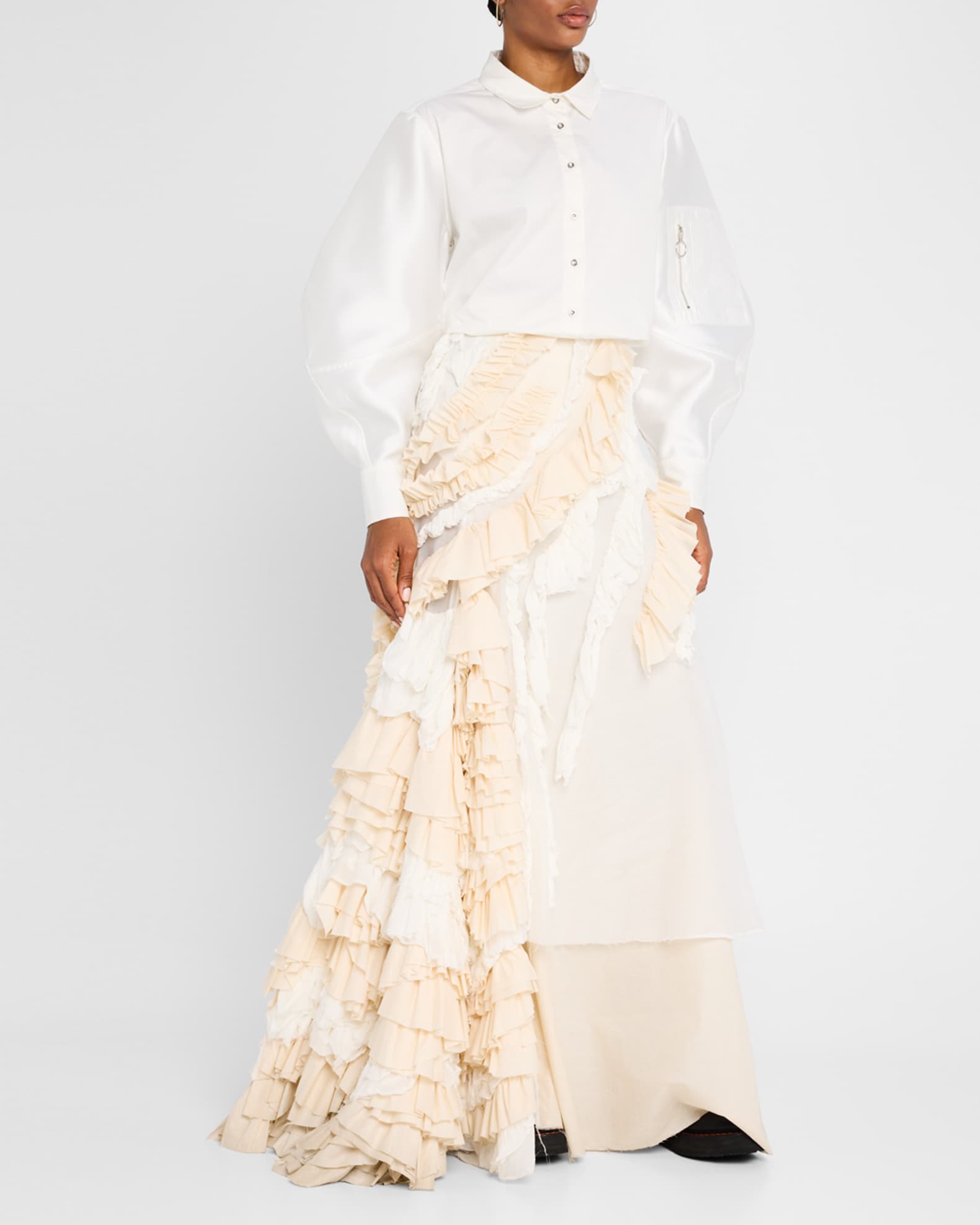 Marques'Almeida Asymmetric Cascading Ruffle Maxi Skirt | Neiman Marcus