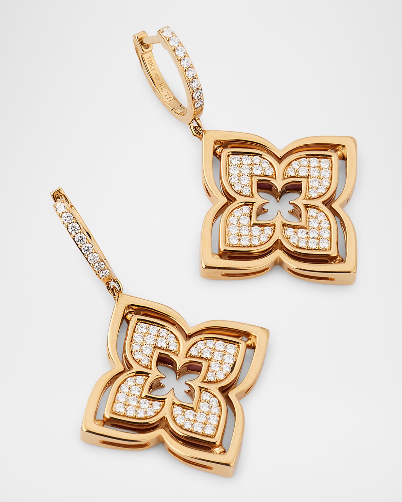 Roberto Coin 18K Rose Gold Diamond and Rhodonite Reversible Earrings ...