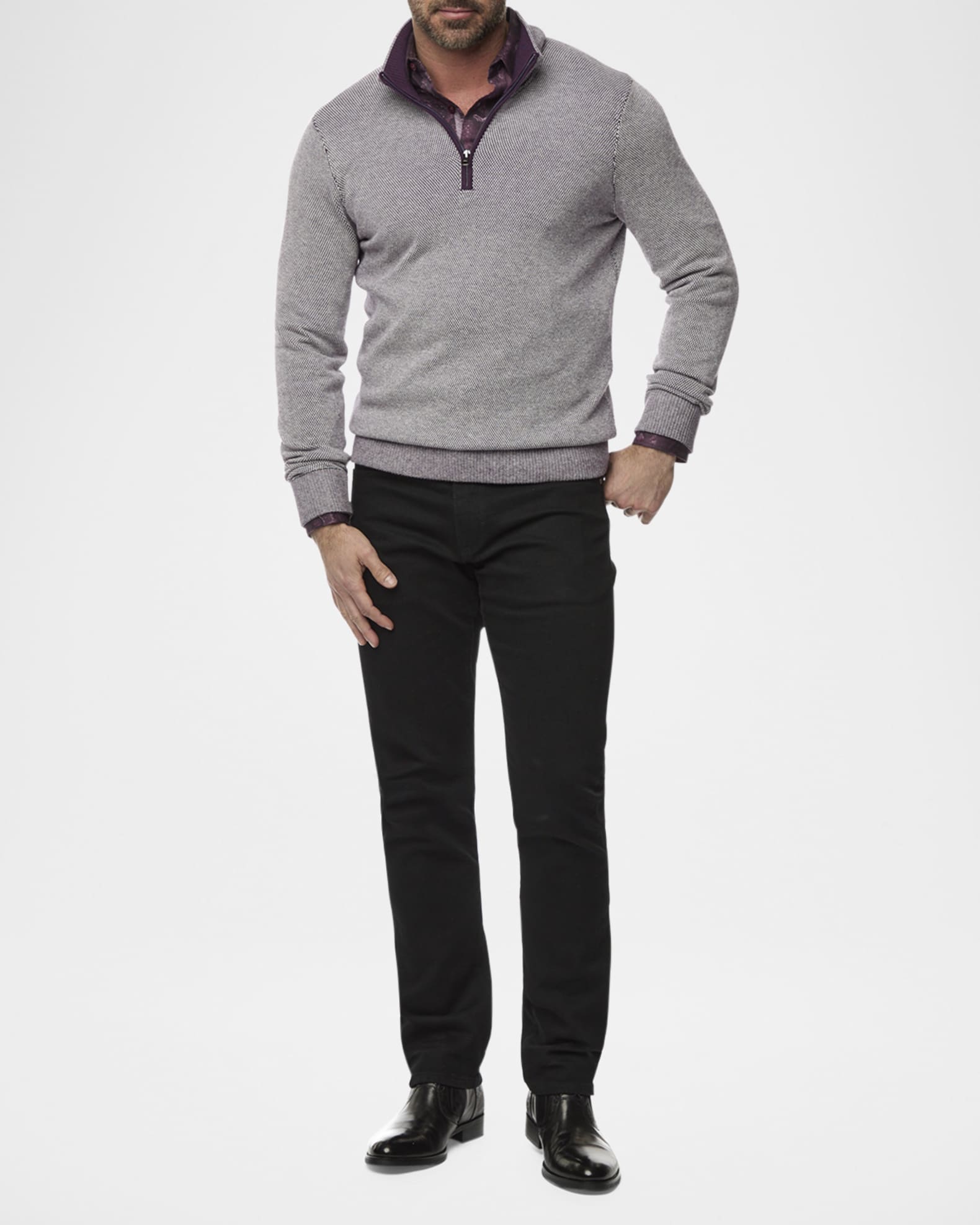 Robert Graham Men's Shane Quarter-Zip Sweater | Neiman Marcus