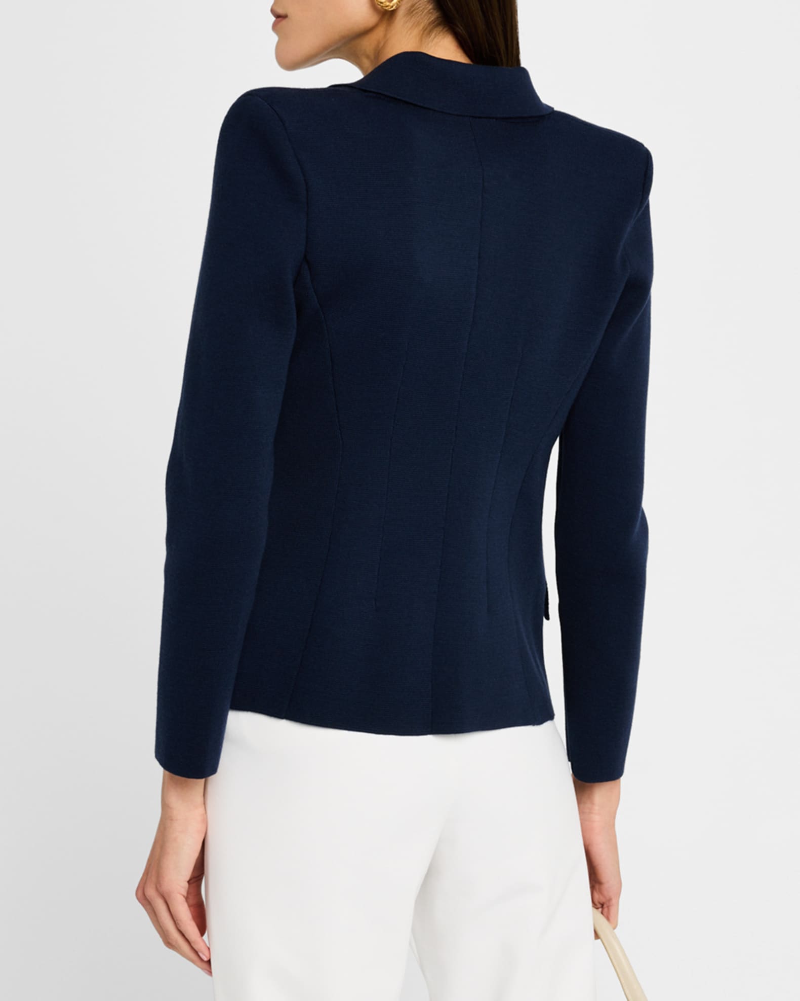 Maison Common Nautical Double-Breasted Merino Knit Jacket | Neiman Marcus