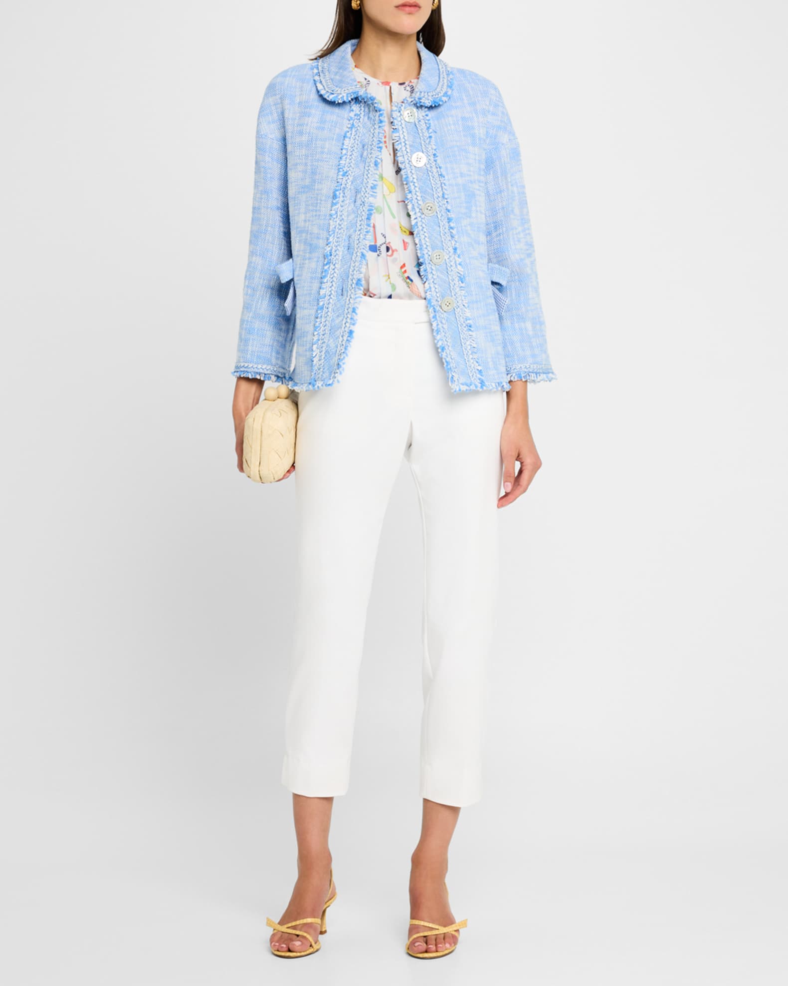 Maison Common Bows Cotton-Blend Tweed Jacket | Neiman Marcus