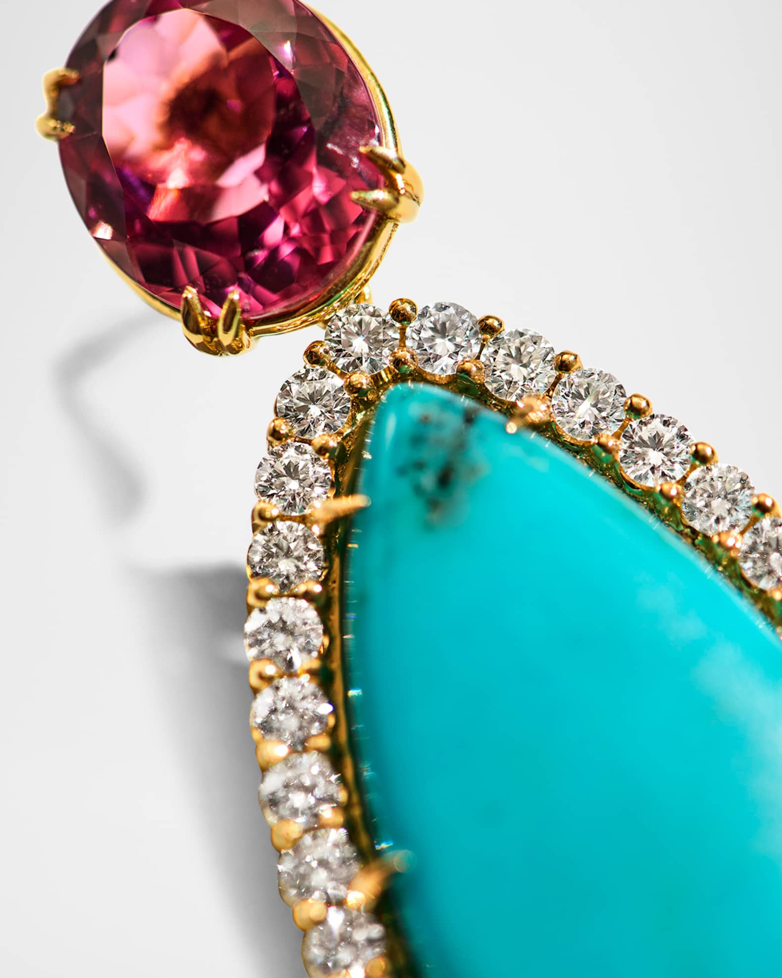 Jamie Turner Winnie Earrings with Rubellite, Turquoise, and Diamonds ...